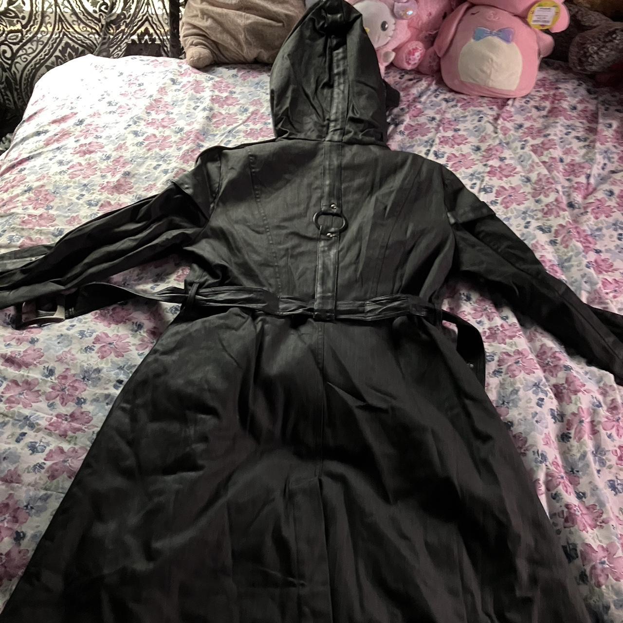 punk rave steampunk trench coat with hood with... - Depop