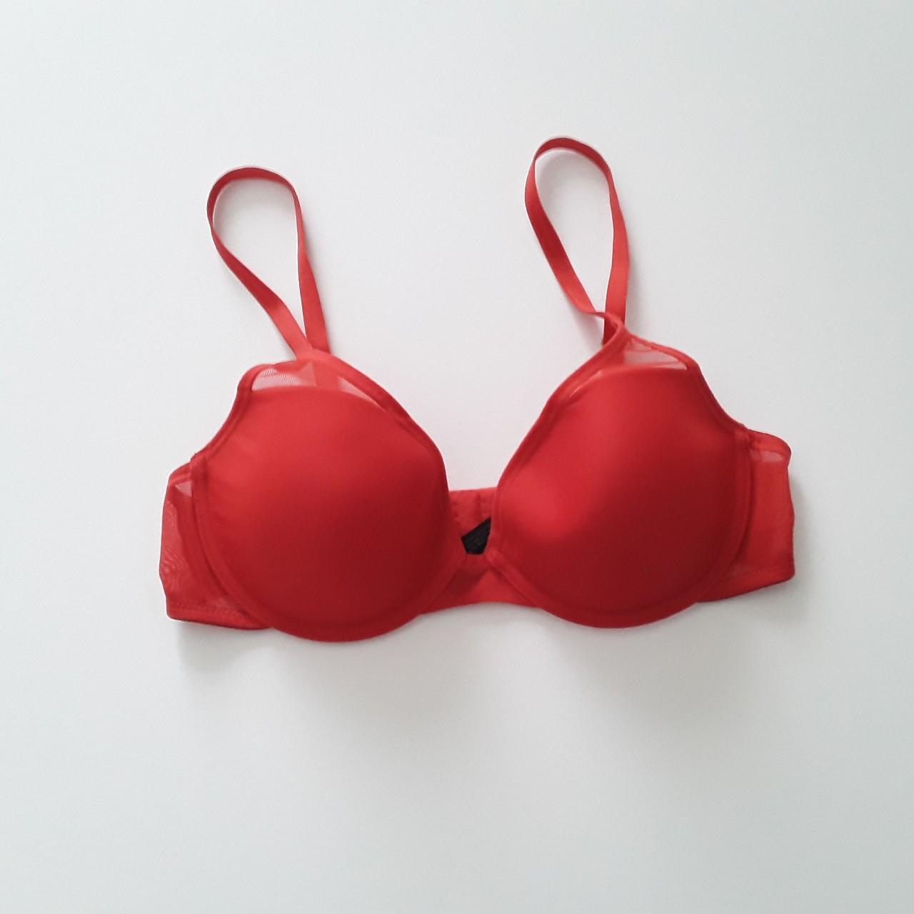 RED MESH UNPADDED BRA -Flexible and Vert... - Depop