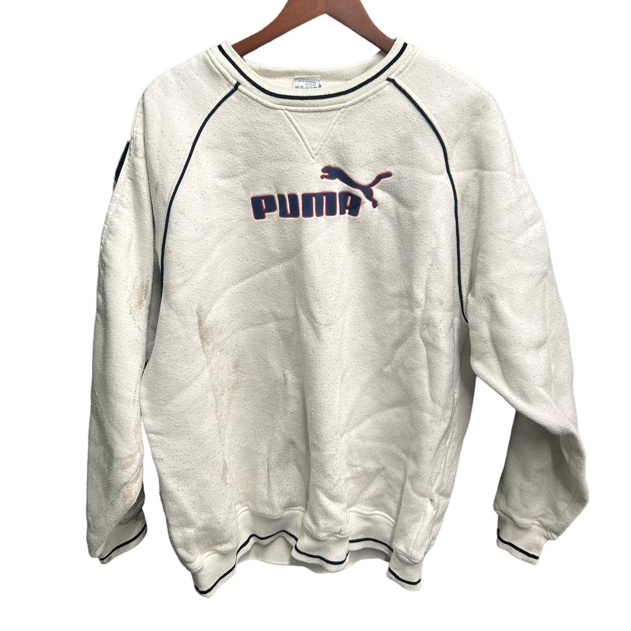 Men’s white vintage puma jumper Size XXL... - Depop
