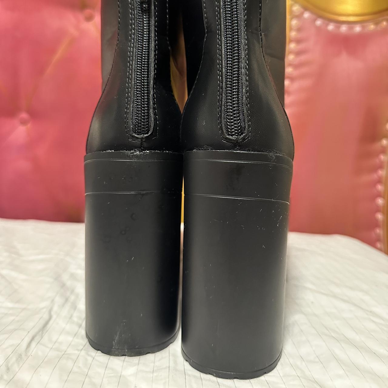 NYLA Platform Boots size 7. The black faux leather... - Depop