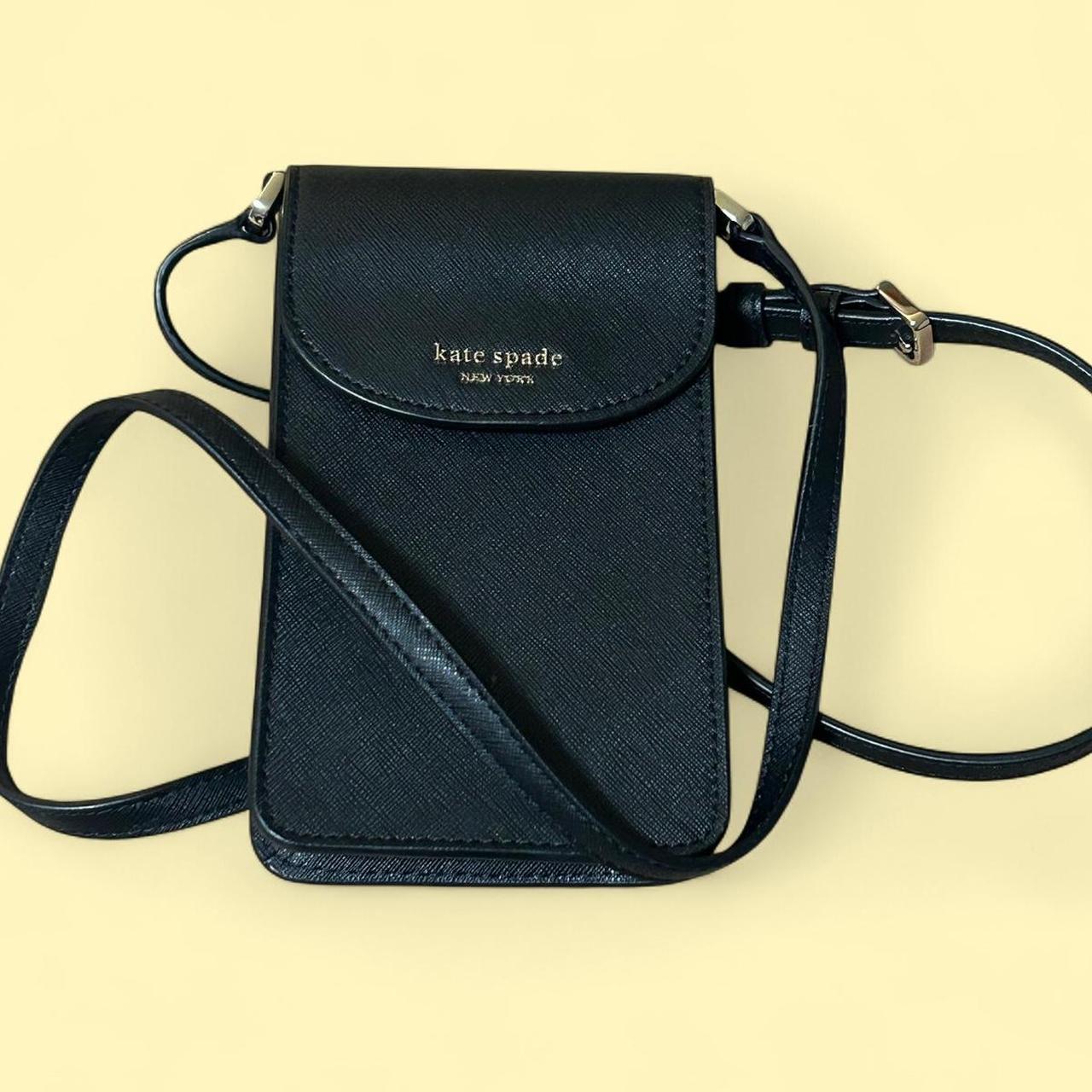 Black leather, Kate Spade flap phone case. With... | Depop