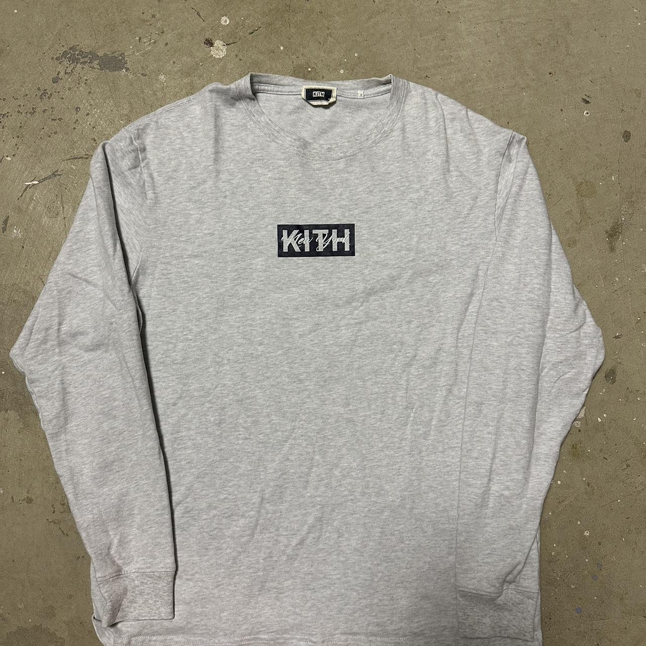 Kith New York Box Logo Longsleeve Shirt Grey Size... - Depop