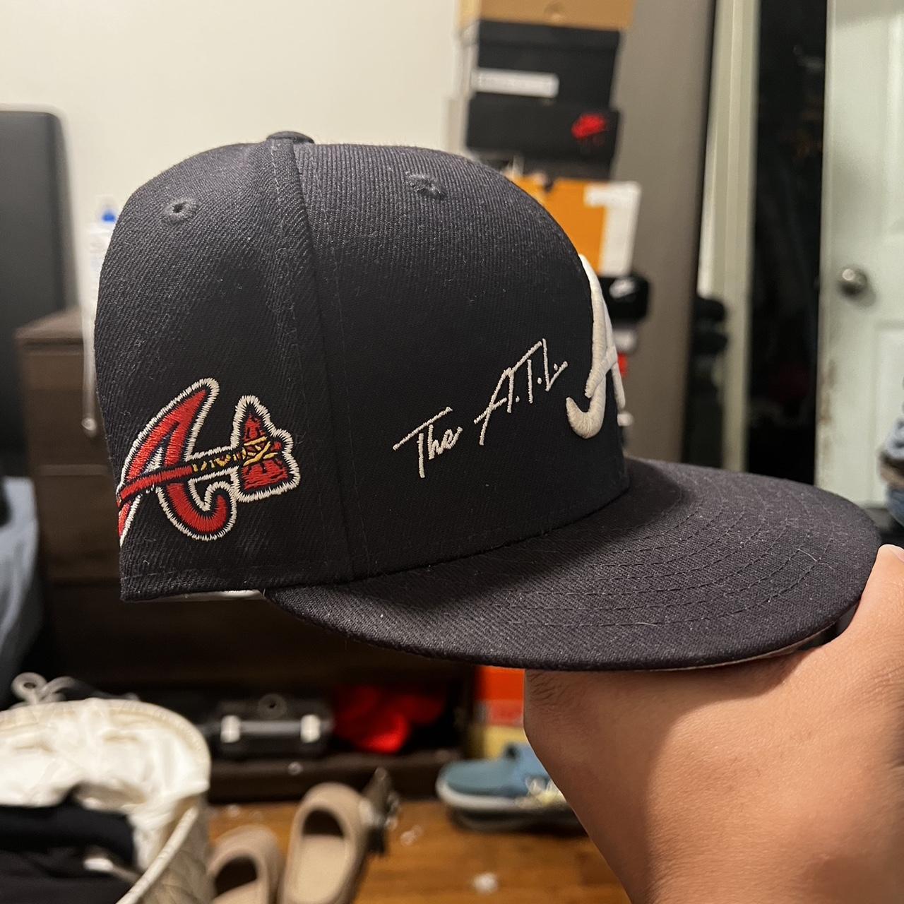 Atlanta Braves hat offset collab Size 7 1/2 Navy... - Depop