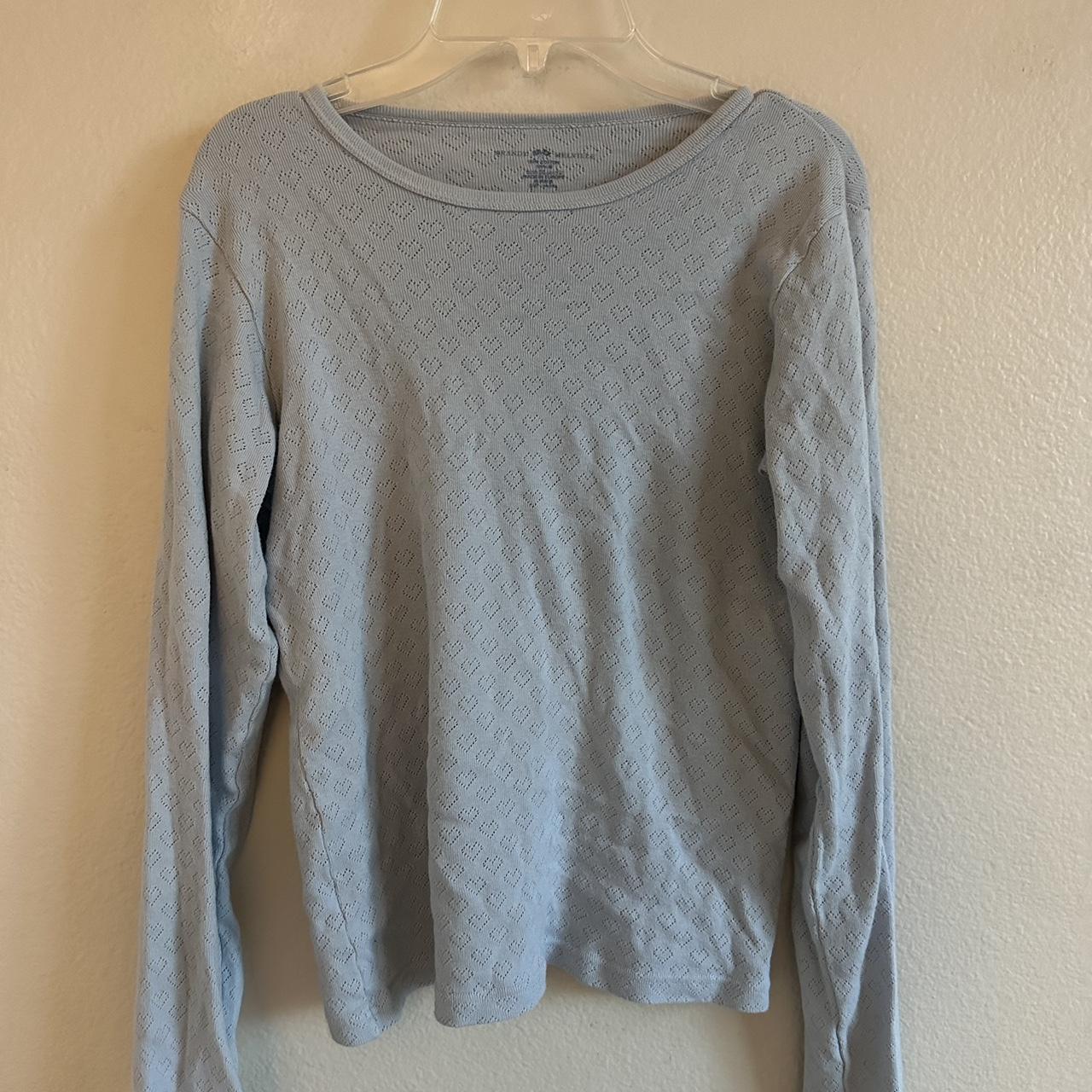 Blue long sleeve heart top 🤍 Brandy Melville top... - Depop