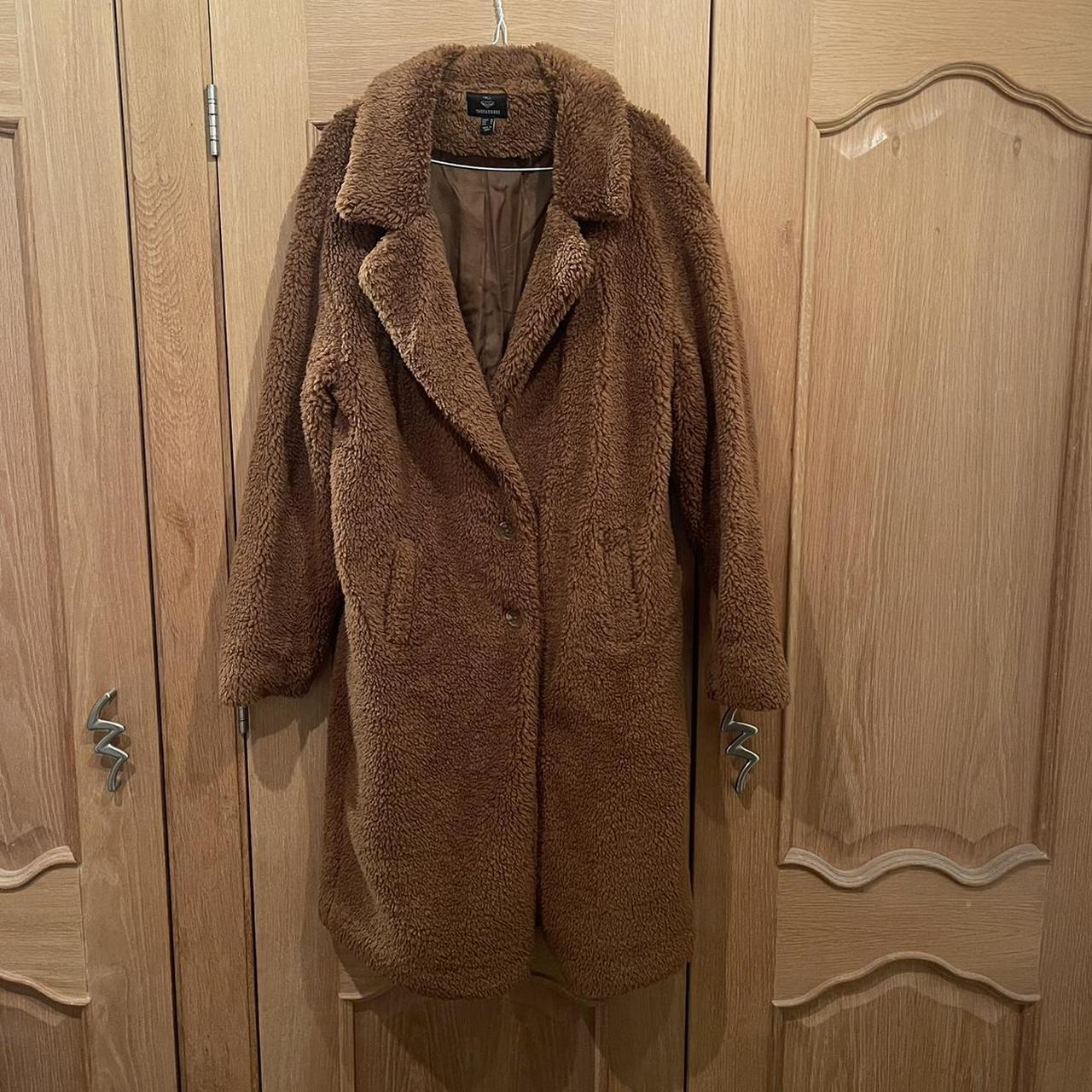 Brown threadbare teddy coat Size 10 tall fit Worn once | Depop