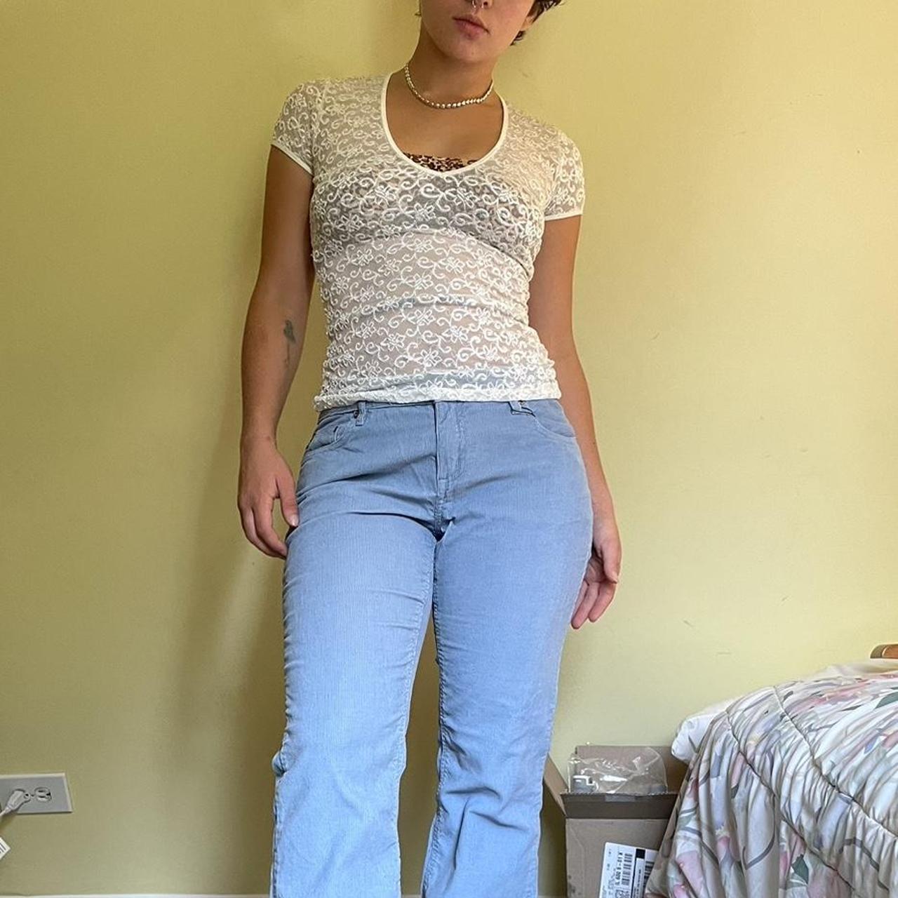 white micro mesh see thru top. such an unique see... - Depop