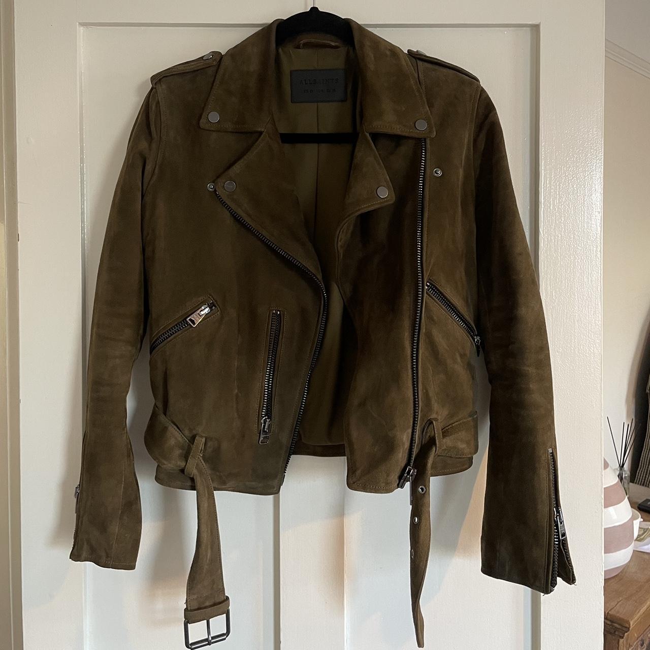 All saints khaki suede jacket - Depop