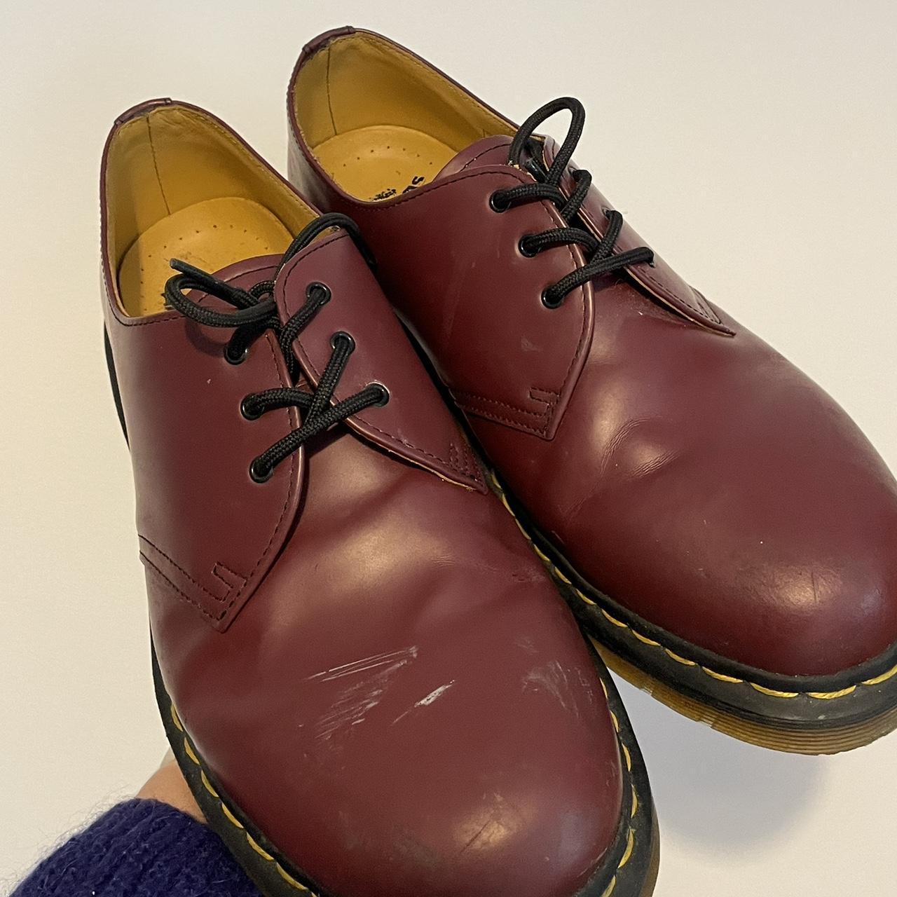 Dr Martens deep red shoes size 10 Small scuffs as... - Depop