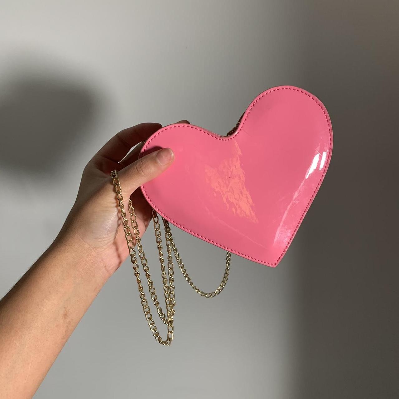 PINK PVC heart purse with gold hardware. Has a... - Depop