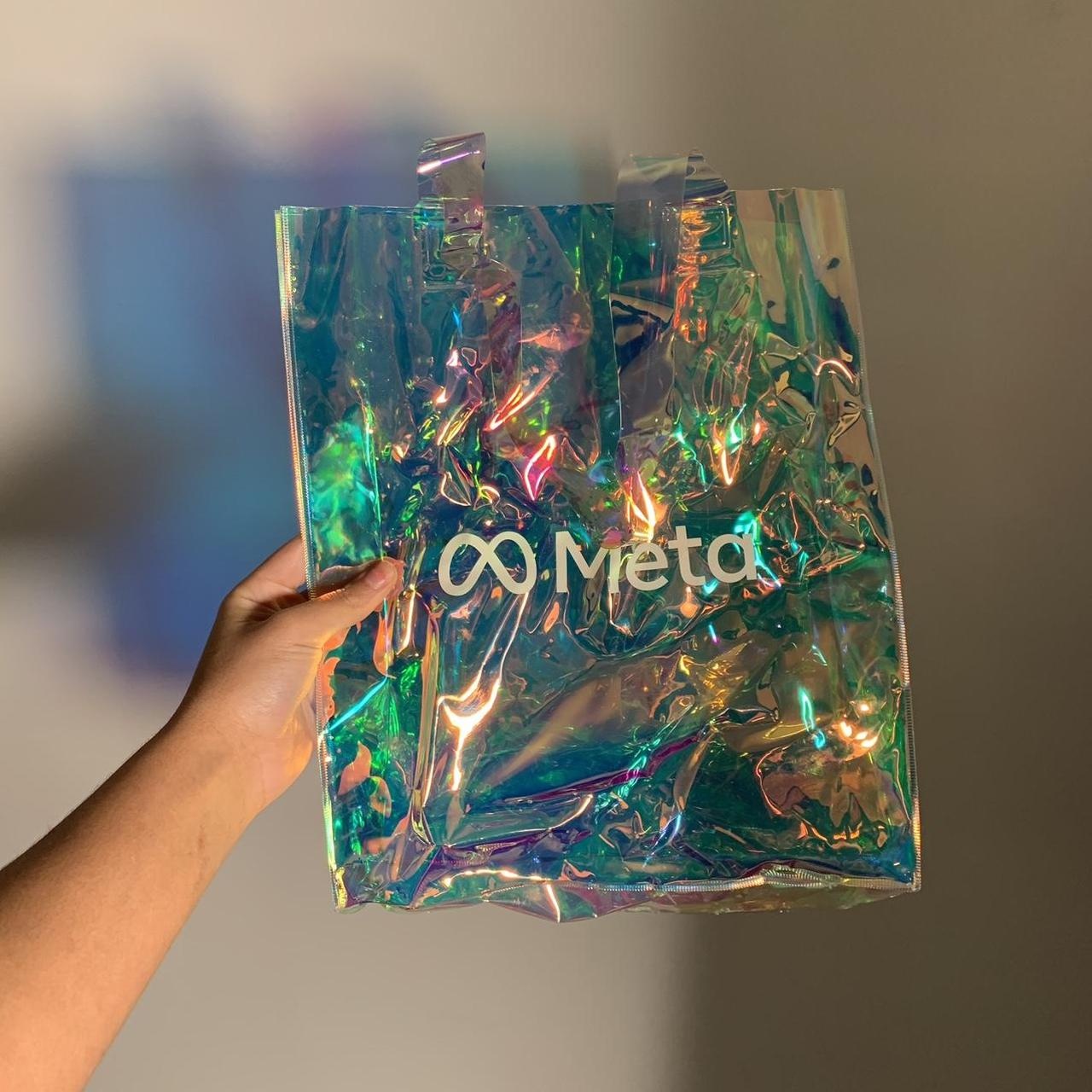 META holographic tote bag - Depop