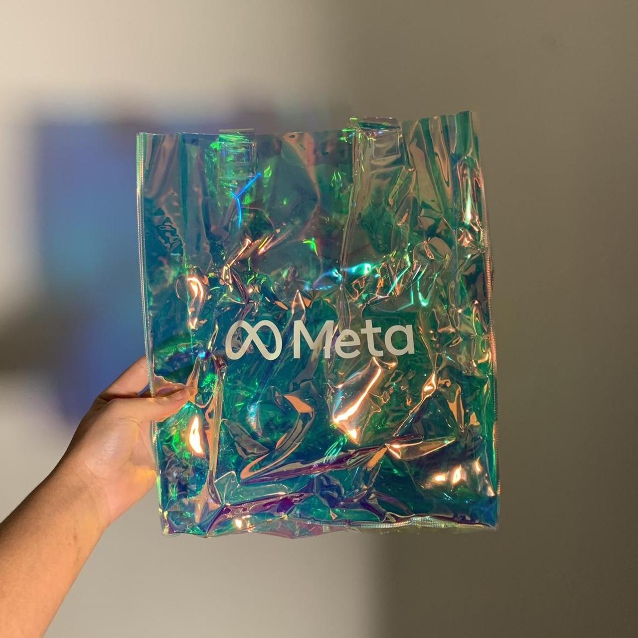 META holographic tote bag - Depop