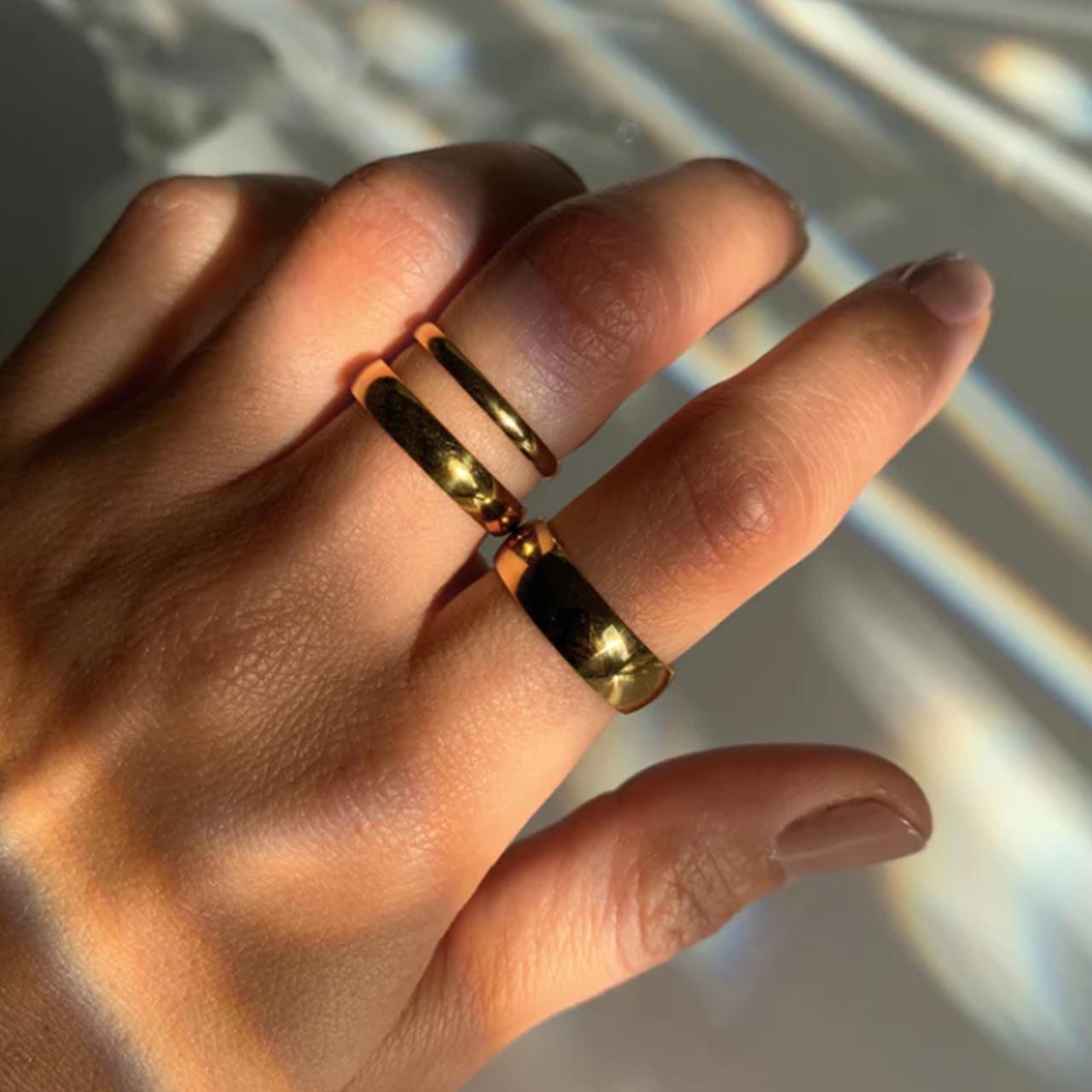 SIGNATURE. 3 x Gold Stack Ring Set FREE DELIVERY -... | Depop