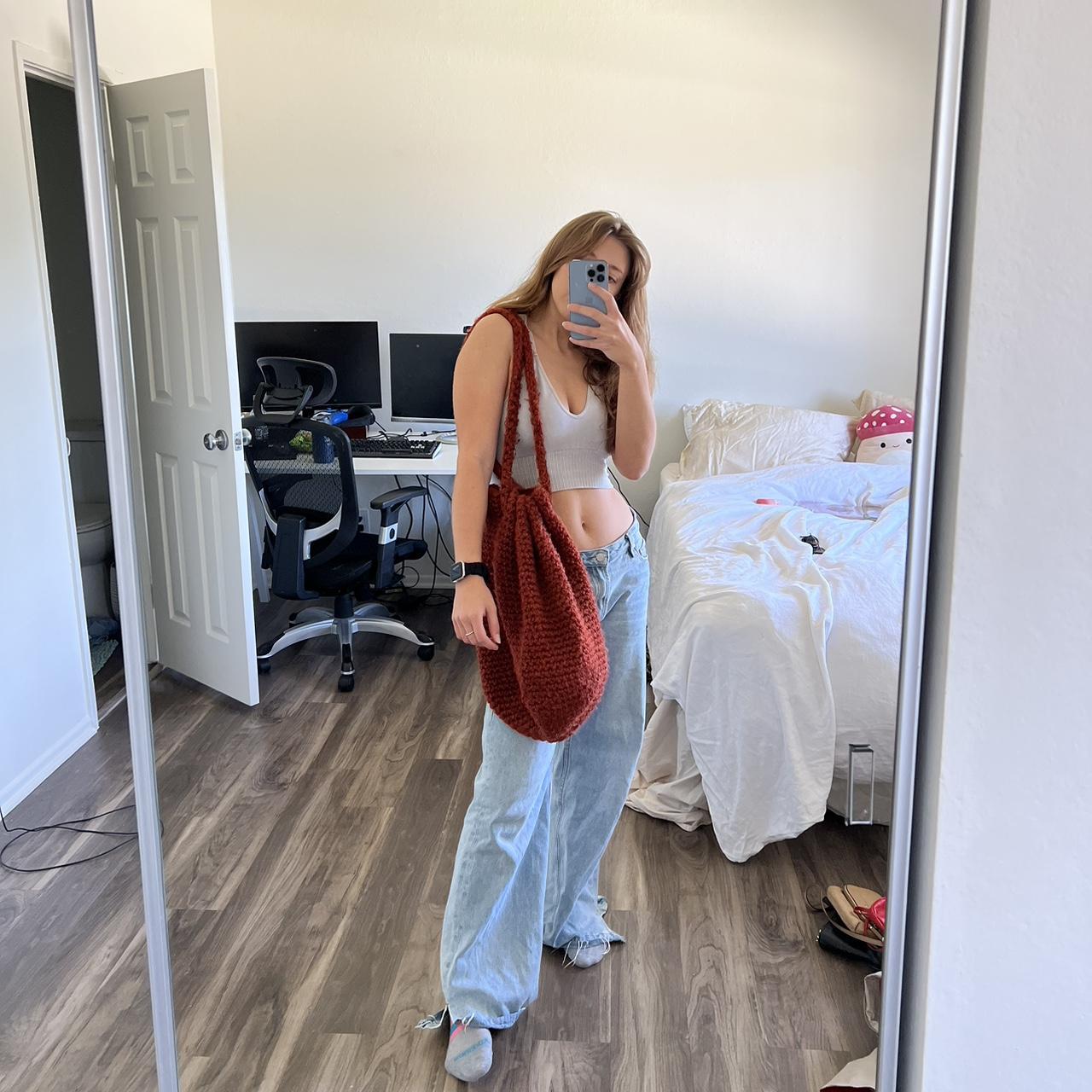 Really cute crocheted rust colored bag! It hold... - Depop