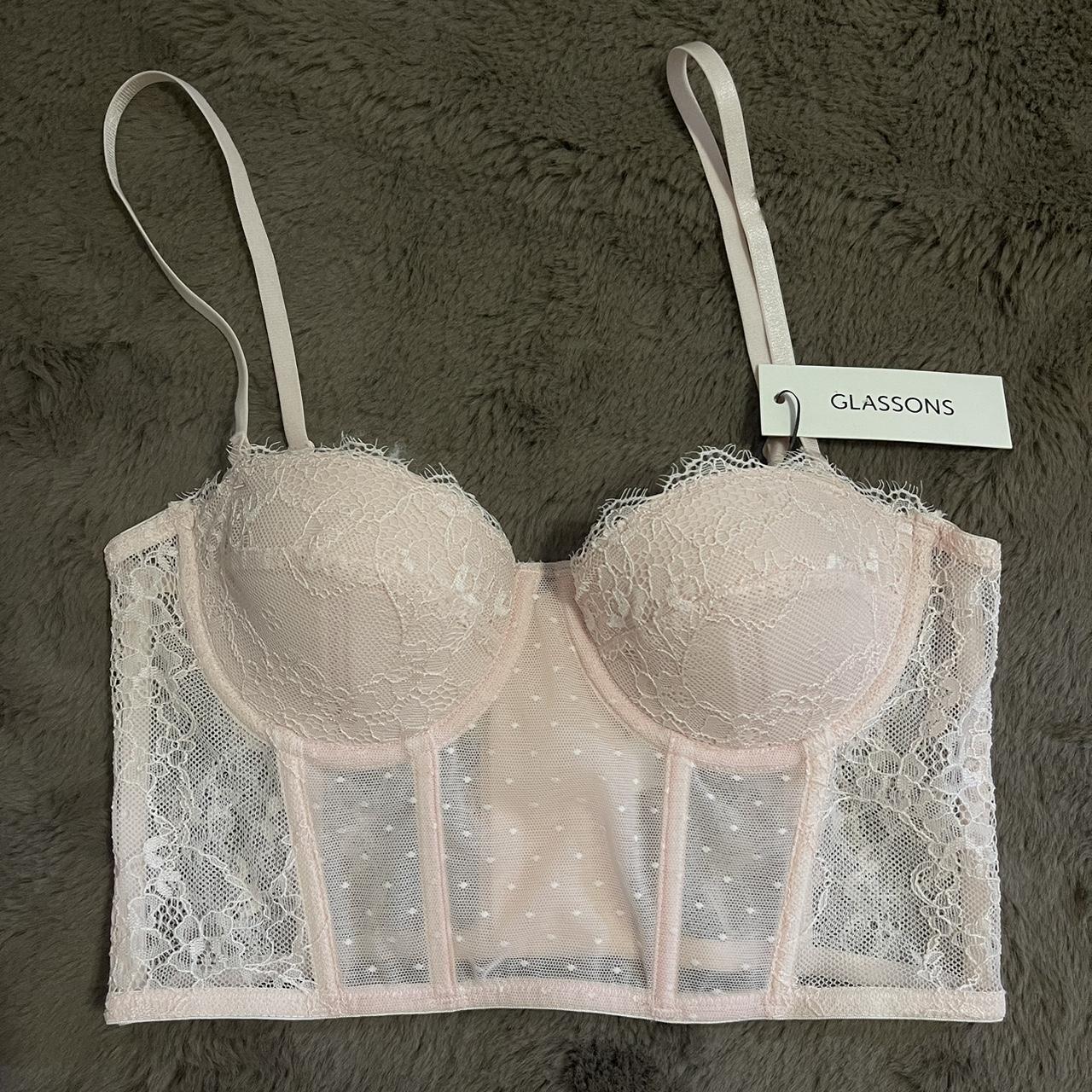 Pink crop top glassons corset XS / size... - Depop