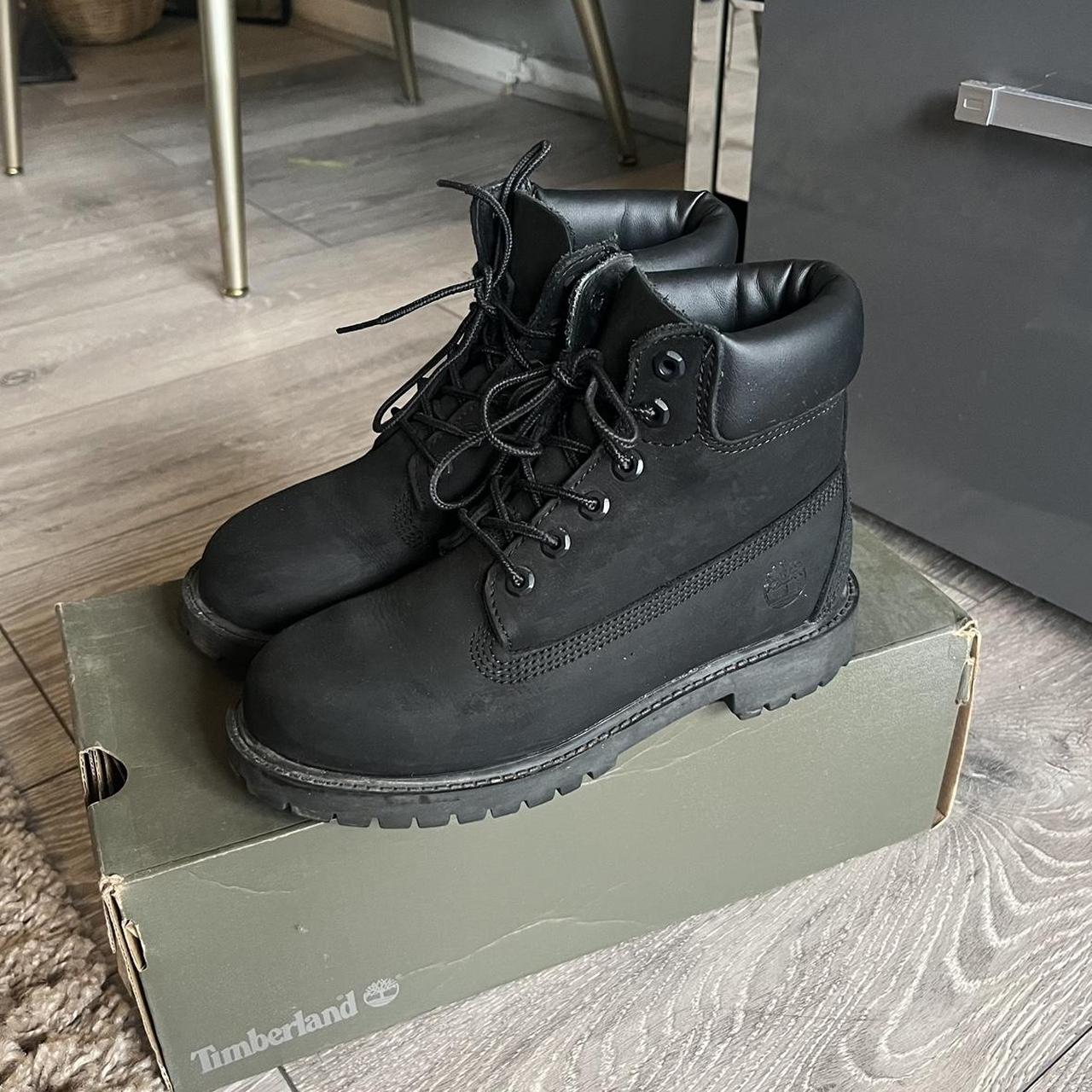 All black Timberland boots size 2.5 Used - good... - Depop