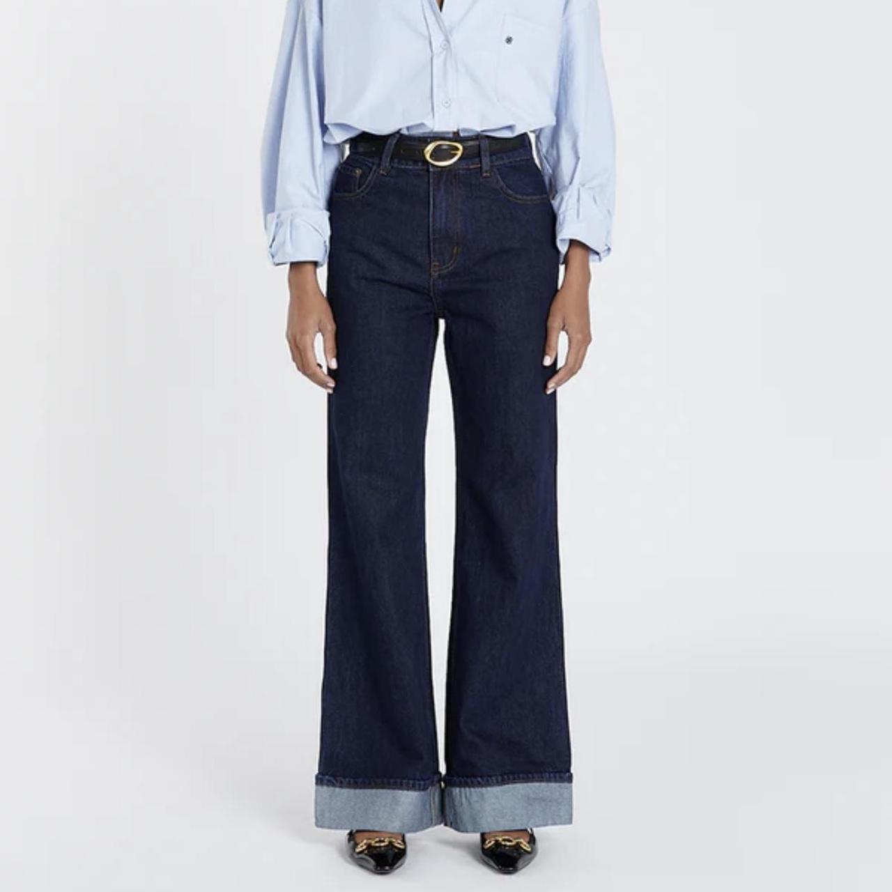 DISSH SUTTON INDIGO TURNBACK HEM JEAN worn once, in... - Depop