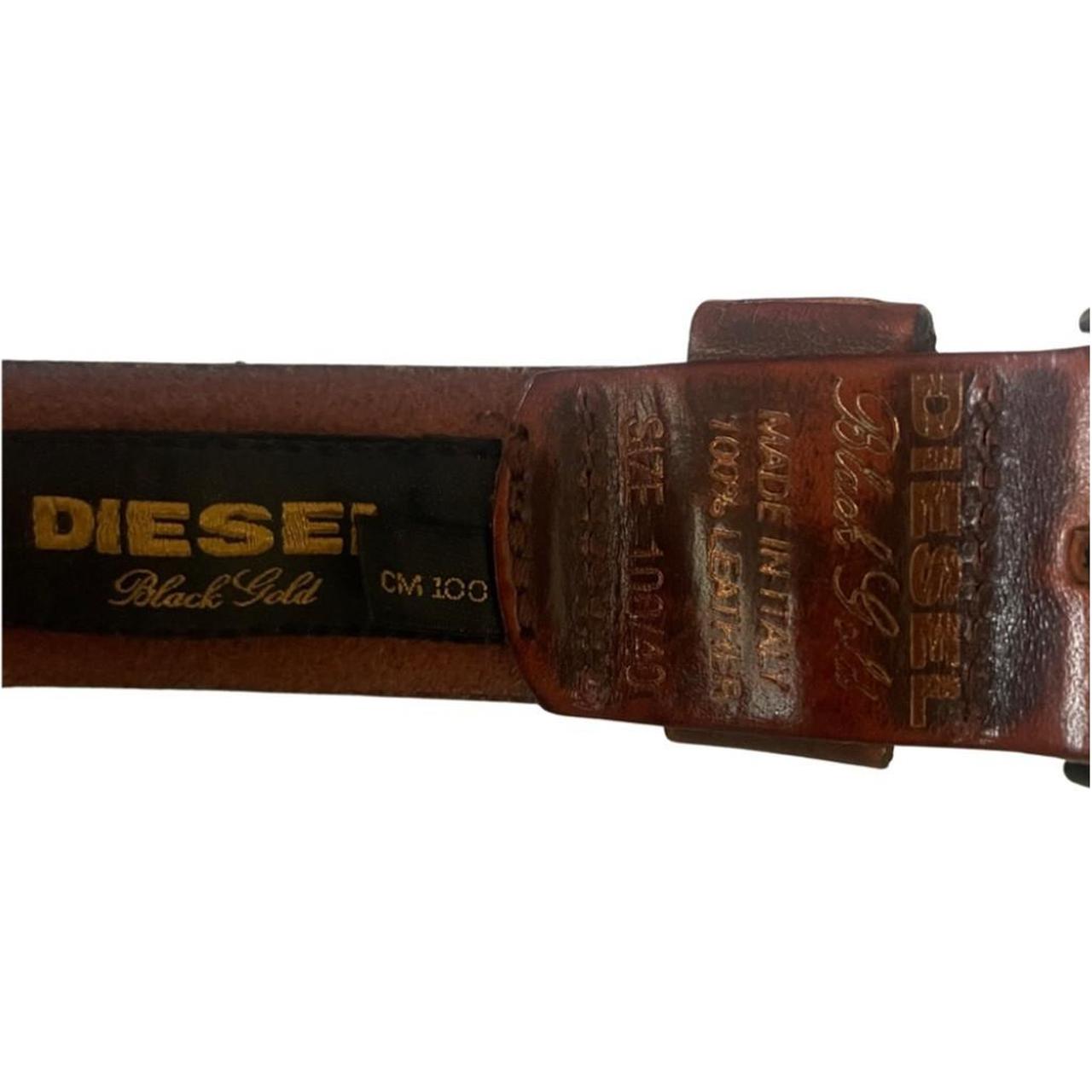 Vintage Diesel Black Label 100% Leather Belt in rich... - Depop