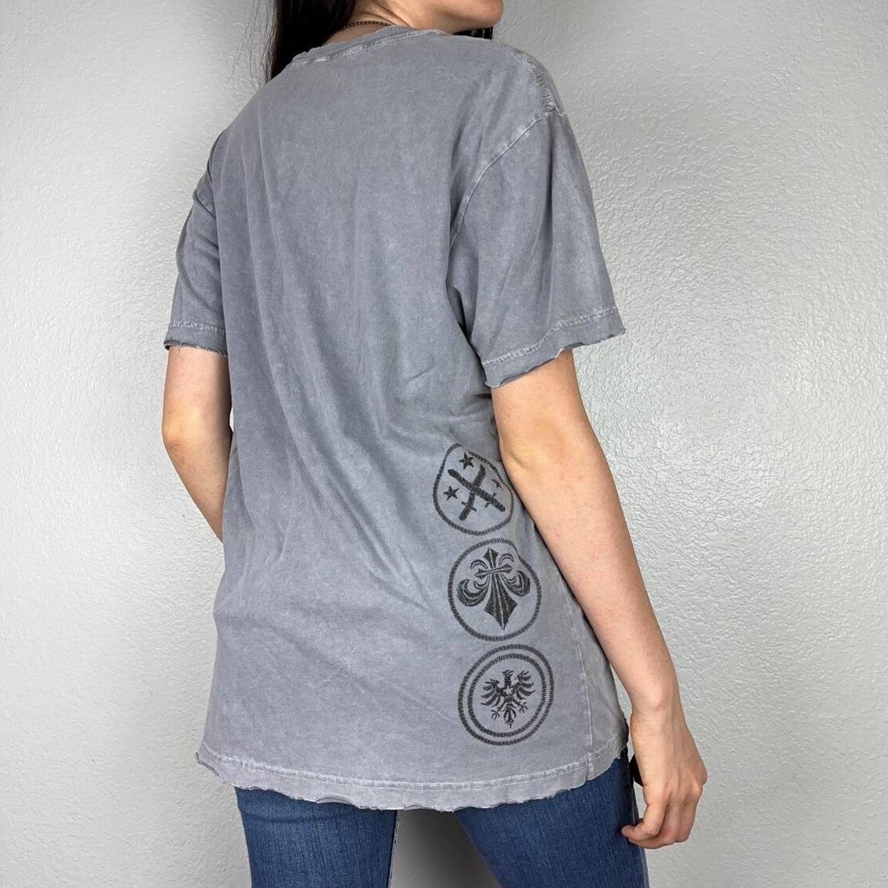 Gray Affliction grunge goth fleur de lis tee shirt... - Depop