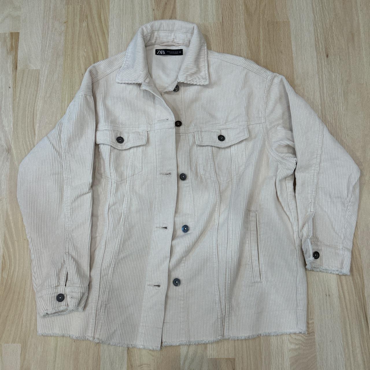 zara cream corduroy jacket size XS, fits a little... - Depop