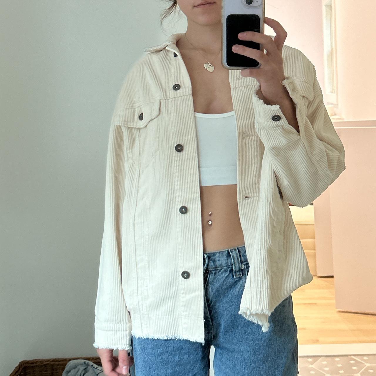 zara cream corduroy jacket size XS, fits a little... - Depop