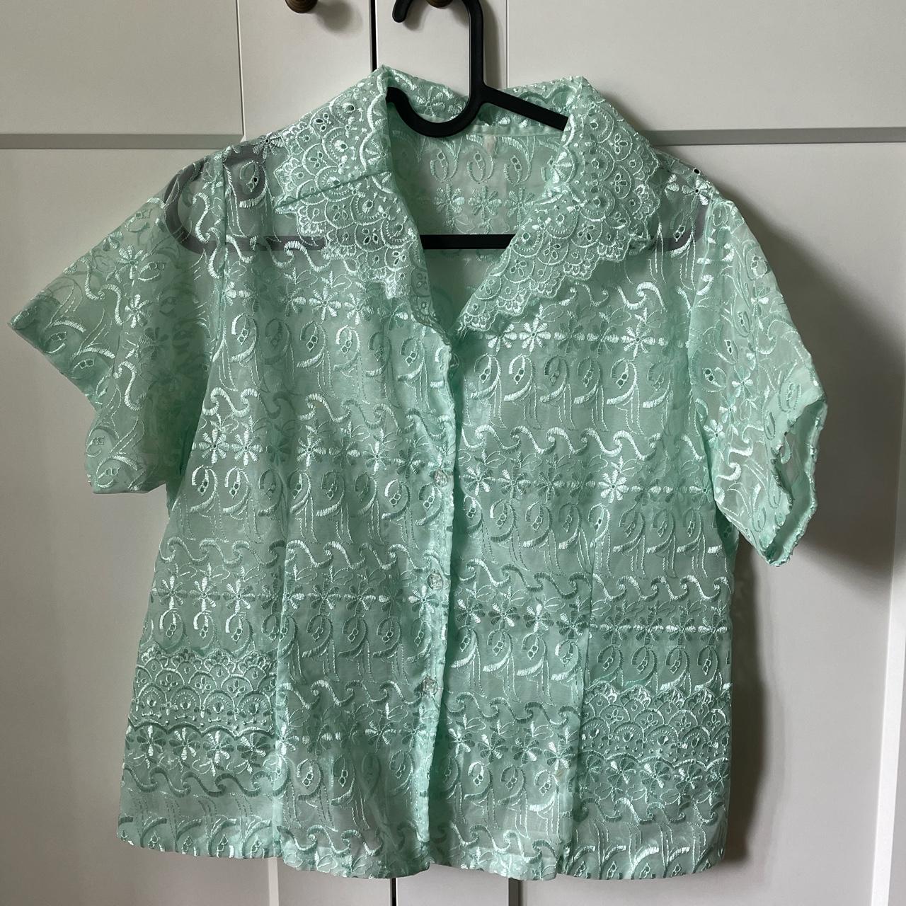 Vintage see through light teal/blue top. Funky top... - Depop
