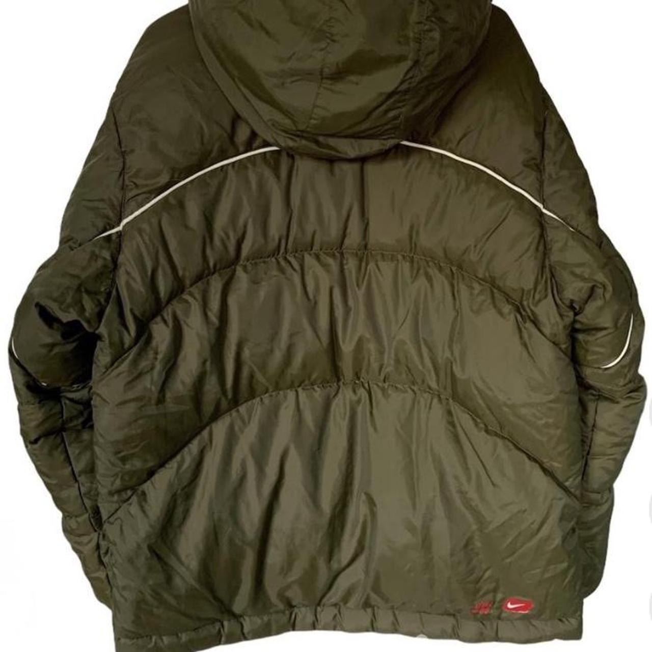 Nike olive green puffer jacket - 00’s silver tab... - Depop
