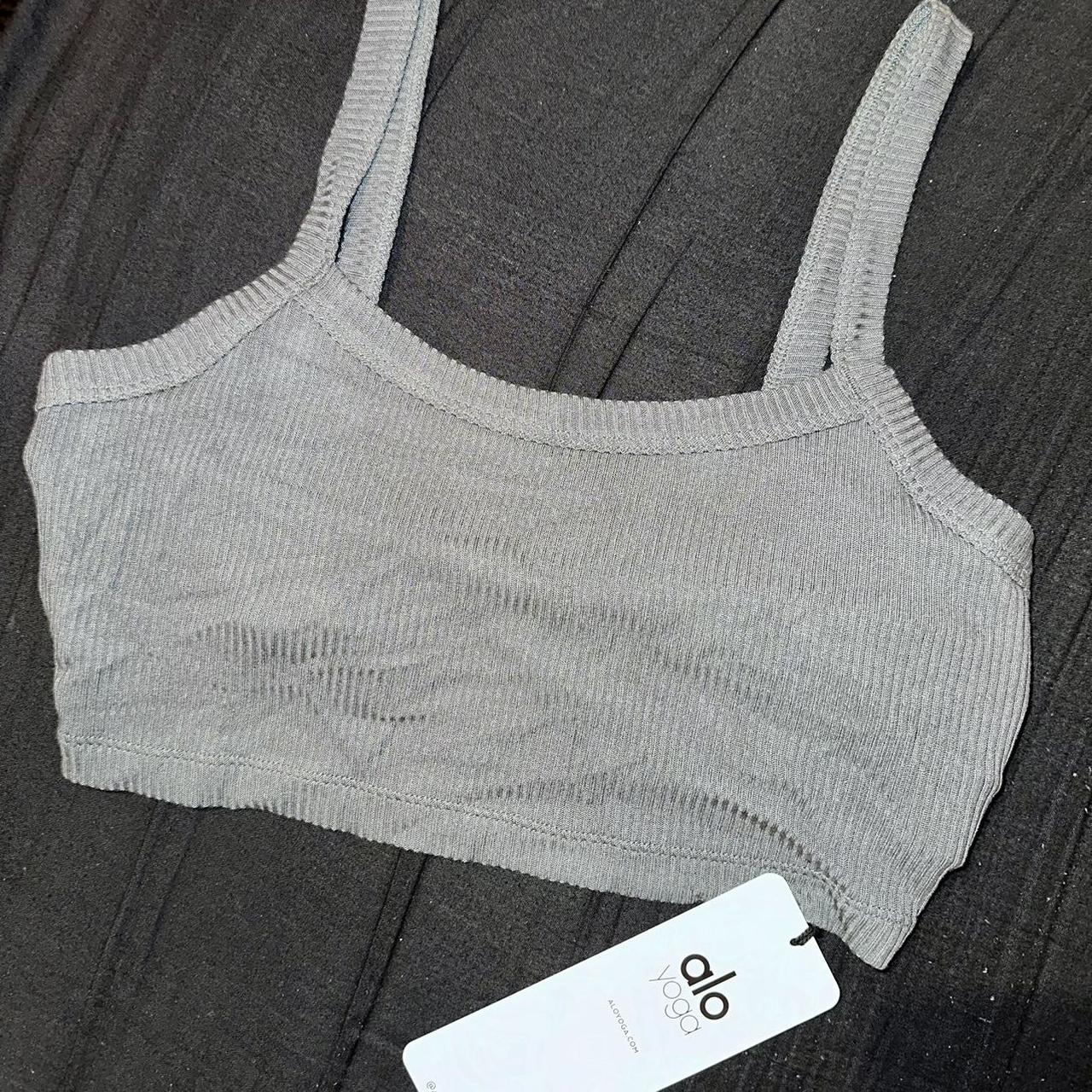 Alo Yoga Ribbed Crop Whisper Bra Tank - Dark Cactus - Depop