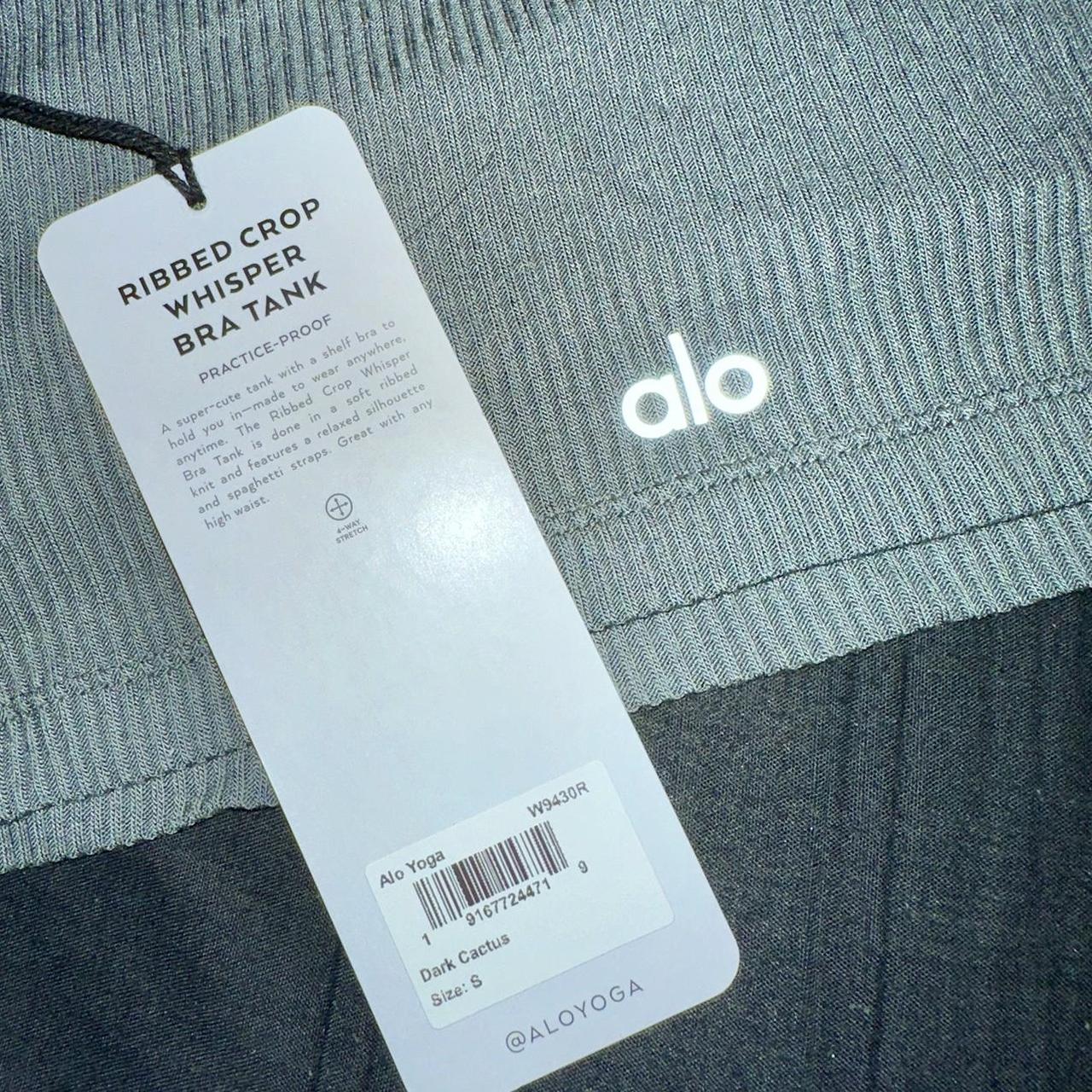 Alo Yoga Ribbed Crop Whisper Bra Tank - Dark Cactus - Depop