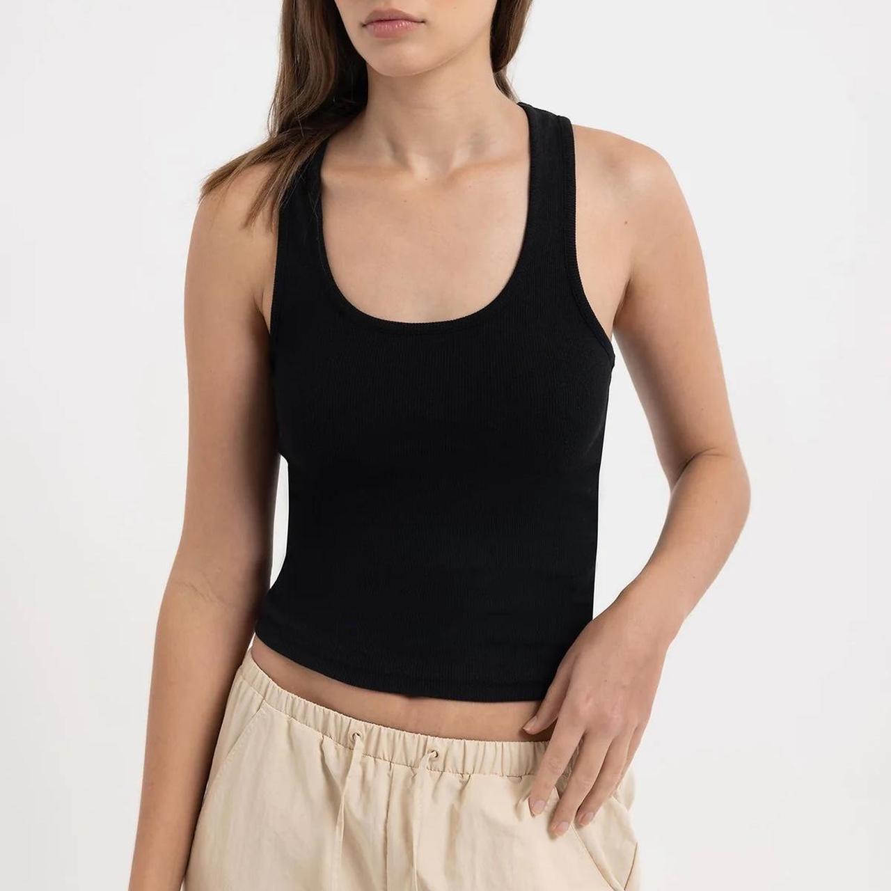 Beyond Her Black Basic Tank Top Low cut neckline,... - Depop