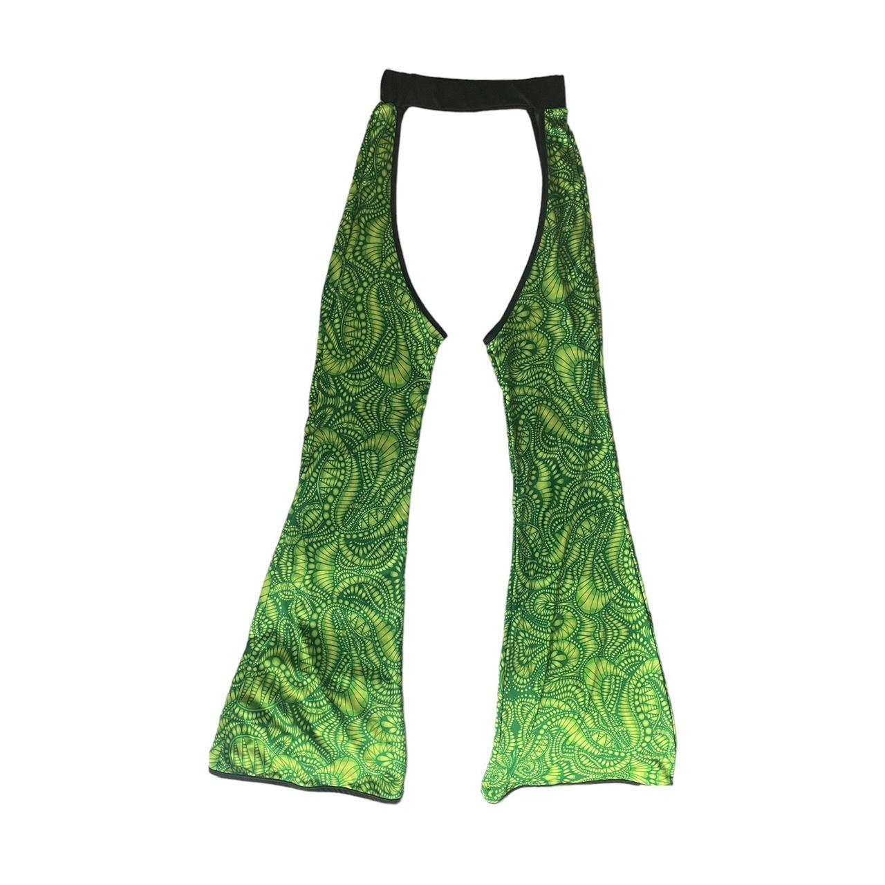 Dolls Kill green trippy pattern chaps - only worn... - Depop