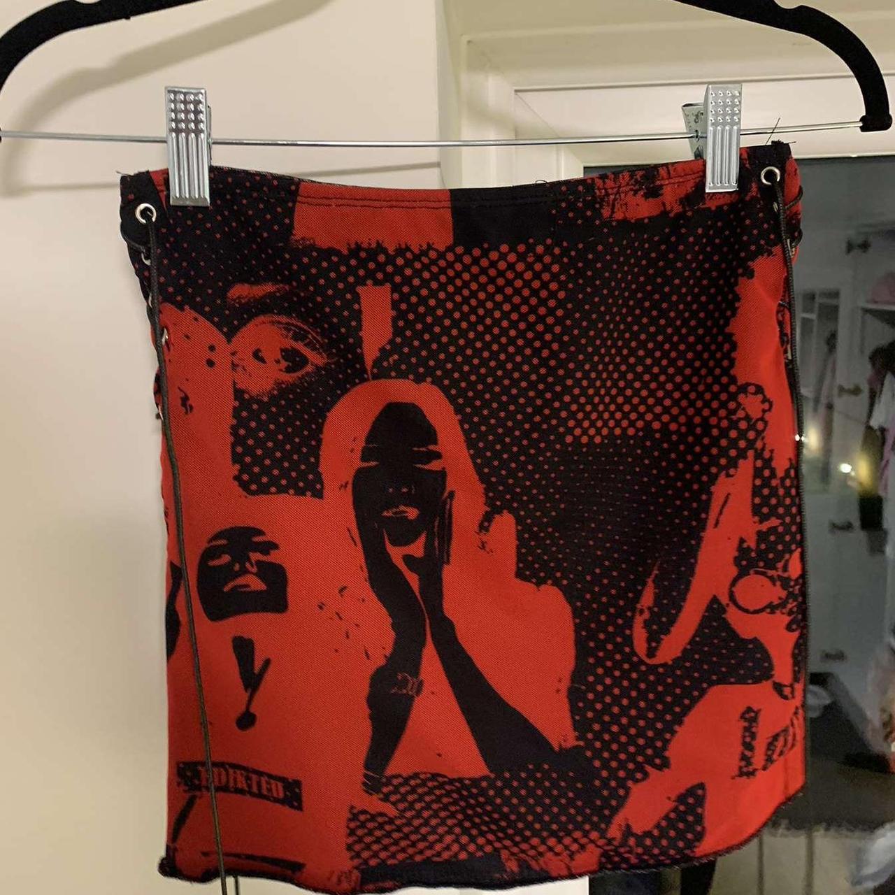 Edikted red and black mini skirt #festival - Depop