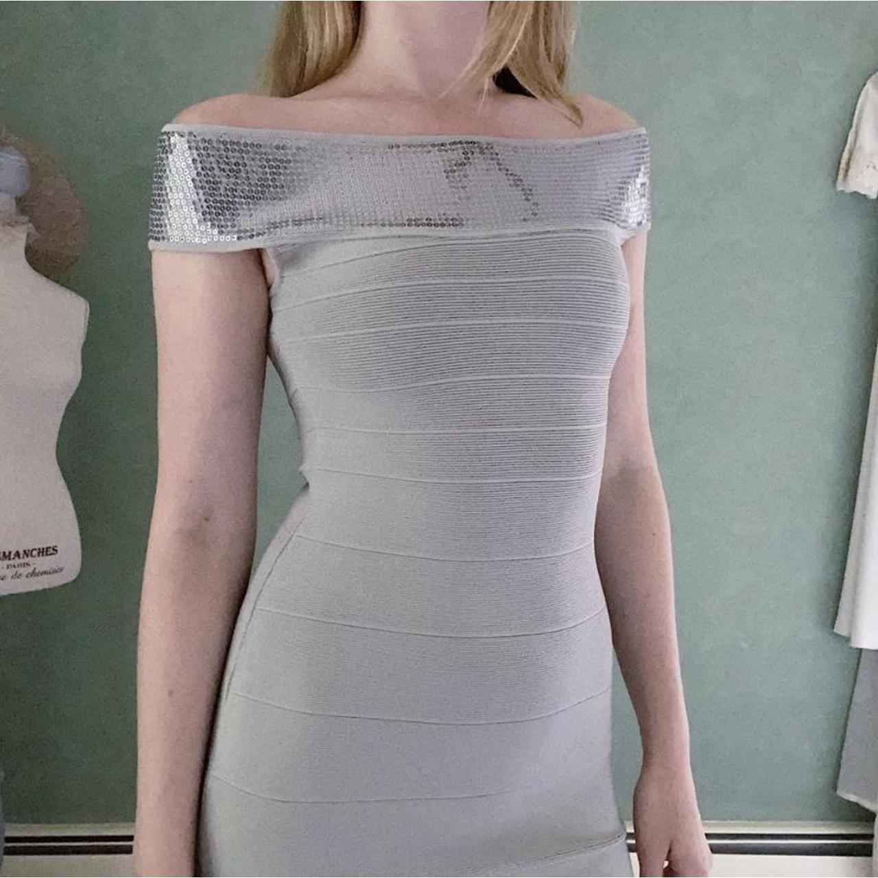2000s bandage dress by Guess - size 0, grey with... - Depop