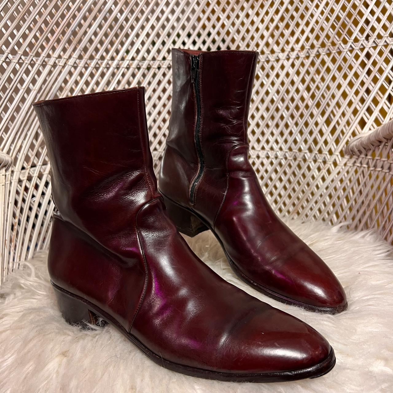 Men's Burgundy Boots | Depop