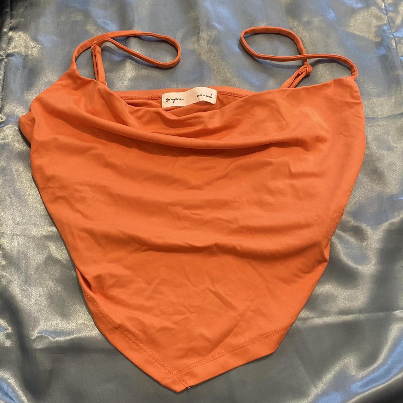 💗Orange Cowl Neckline Spaghetti Strap Crop Top - Depop