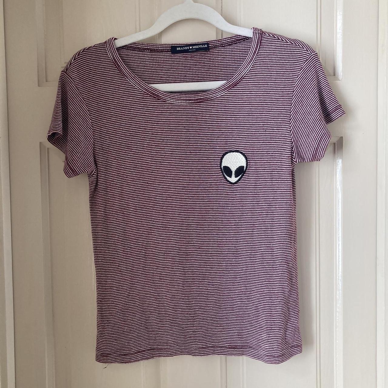 OG Brandy Melville alien embelm red and white stripe... - Depop