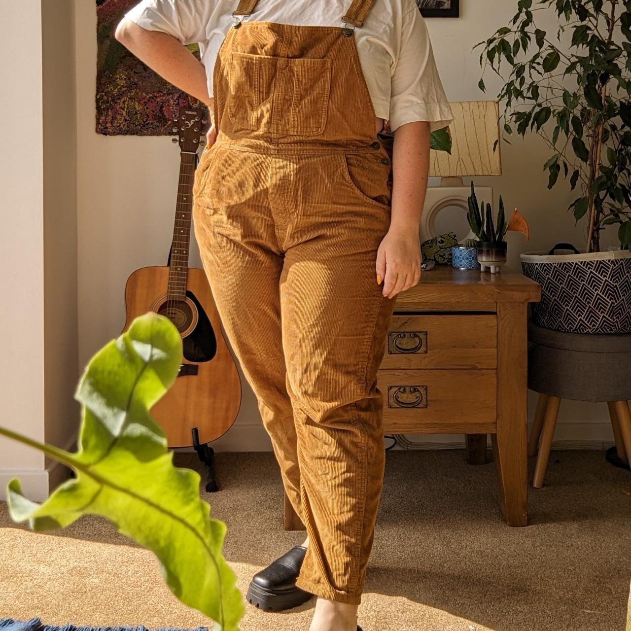 Lovely slim fit brown corduroy dungarees from fat... - Depop