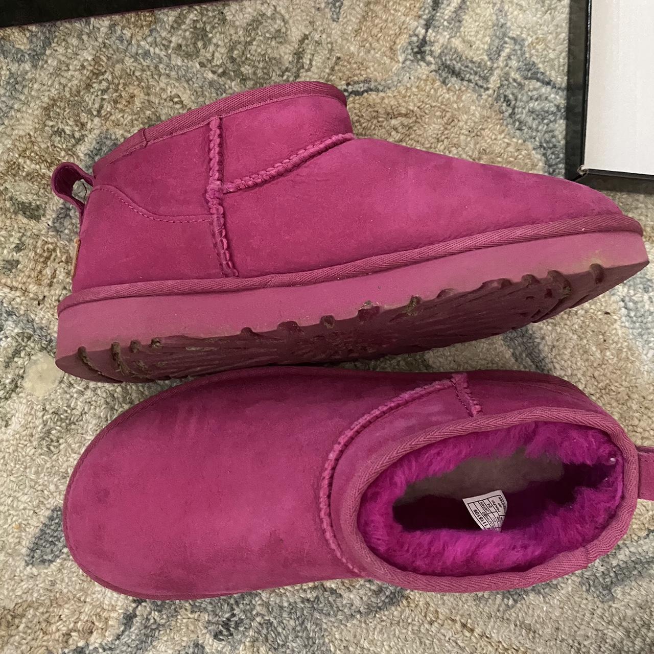 mini hot pink uggs size 7 barely worn- too small... - Depop