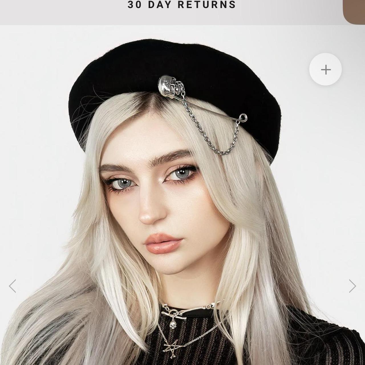 disturbia beret - skull charm - no flaws -... - Depop