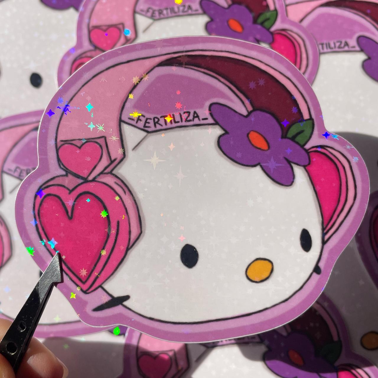 hello kitty holographic waterproof vinyl sticker 4... - Depop