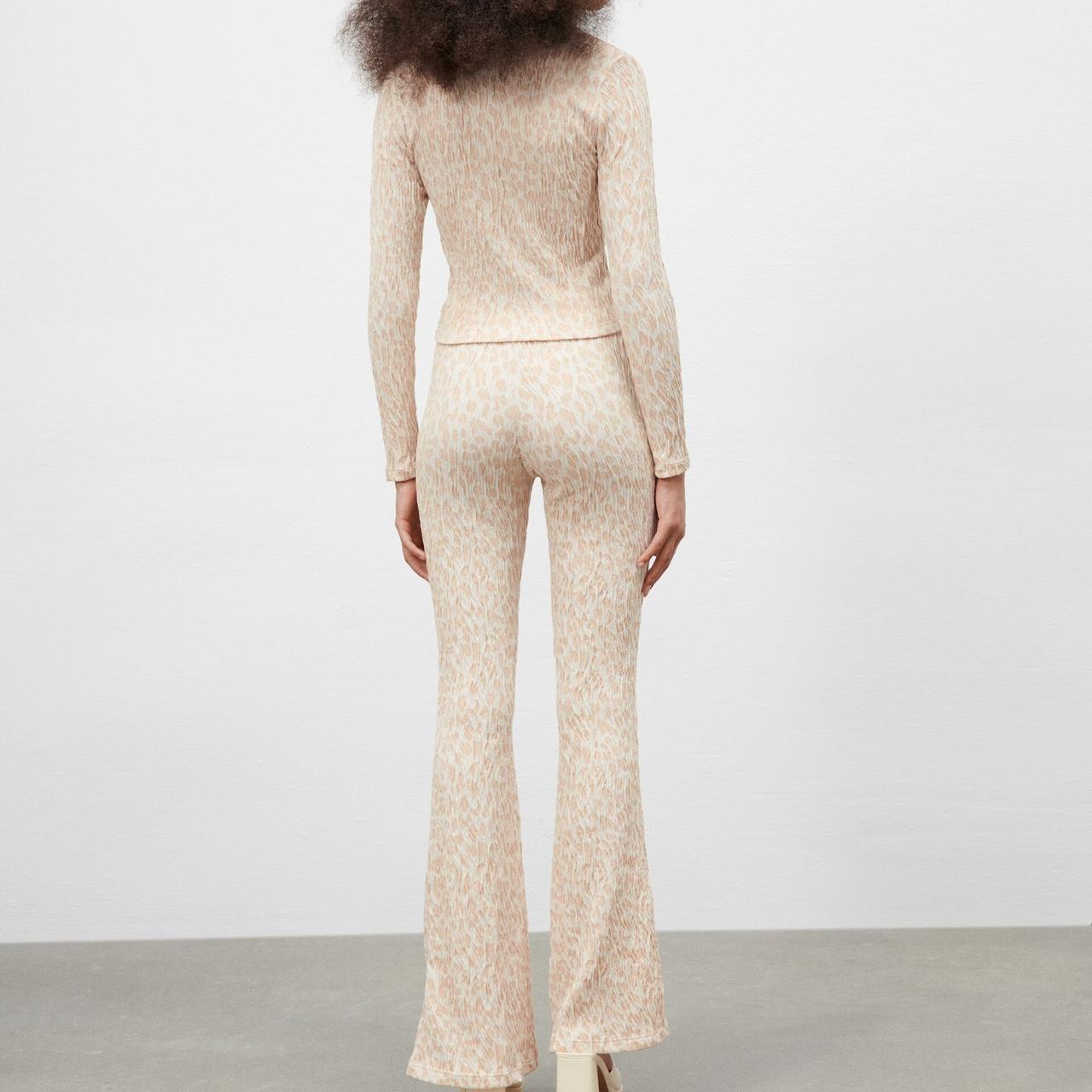 ZARA POLO TOP and FLARES JACQUARD COORD leopard... - Depop