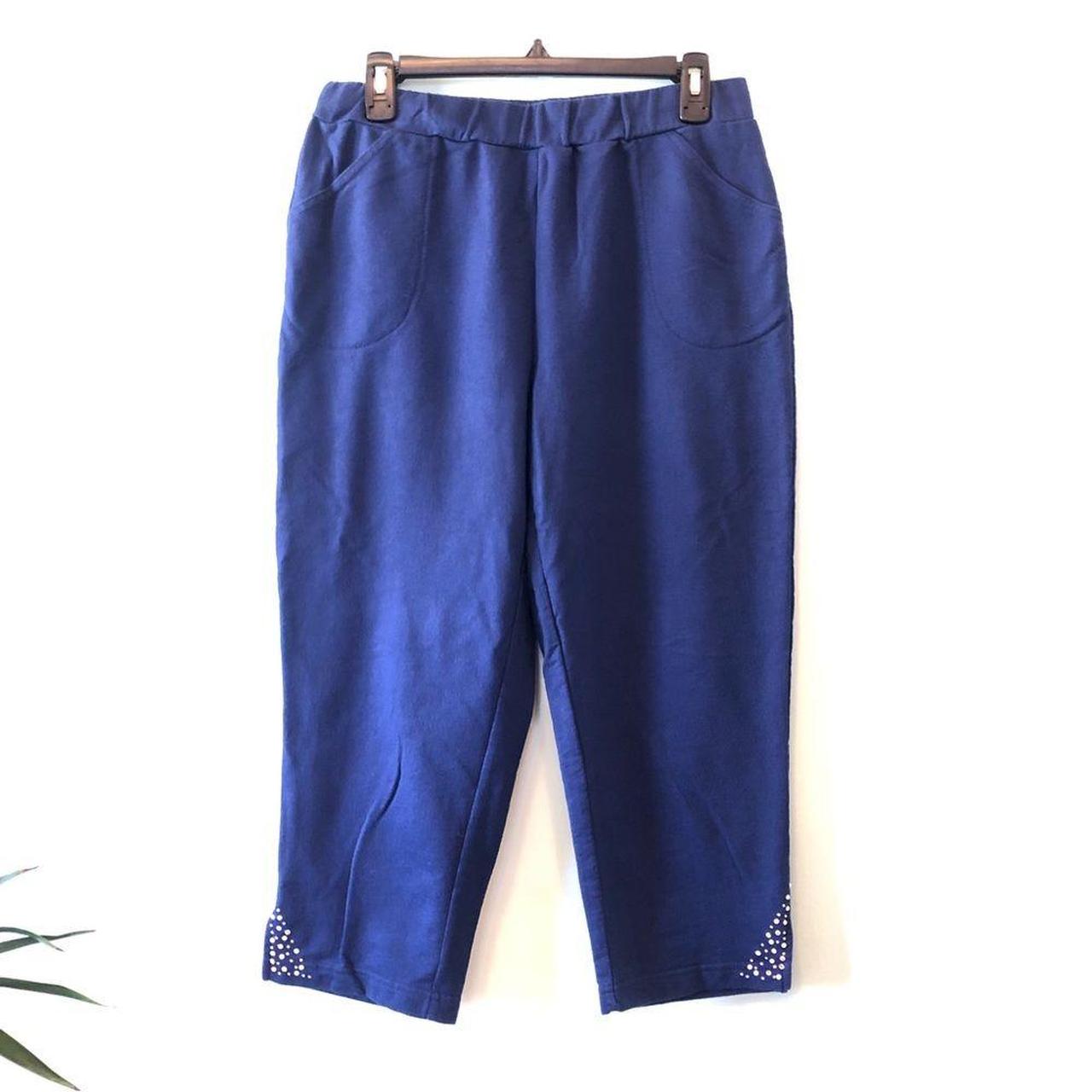 Quacker Factory Bedazzled Blue Capri Pants. Sequin... - Depop