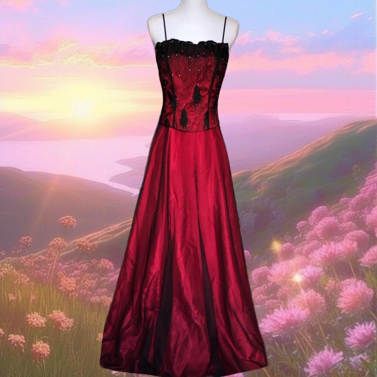 Red Gothic Gown Measurements • Size Large • (Bust)... - Depop