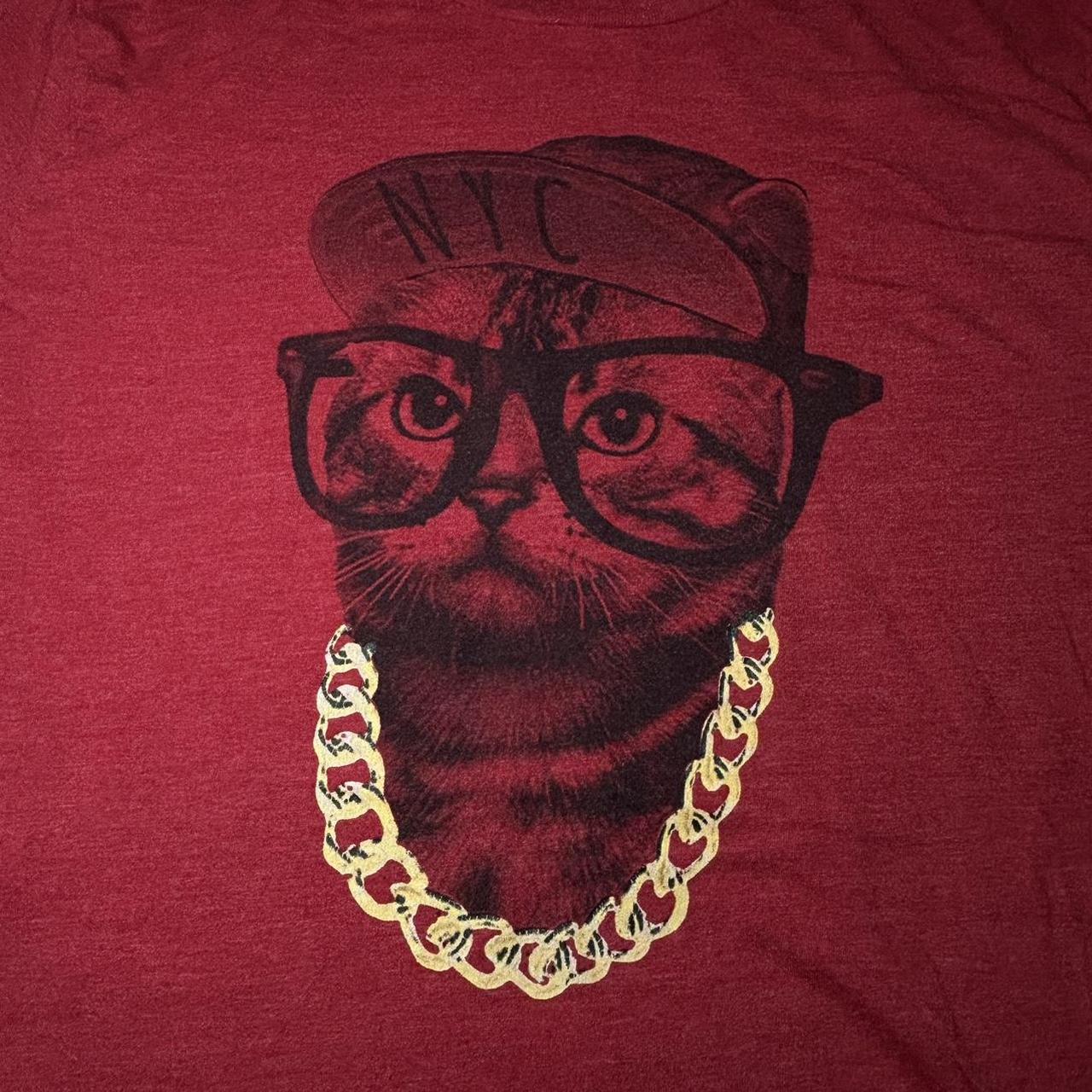 y2k Cat Gangster Swag Scene Graphic Tee mens... - Depop