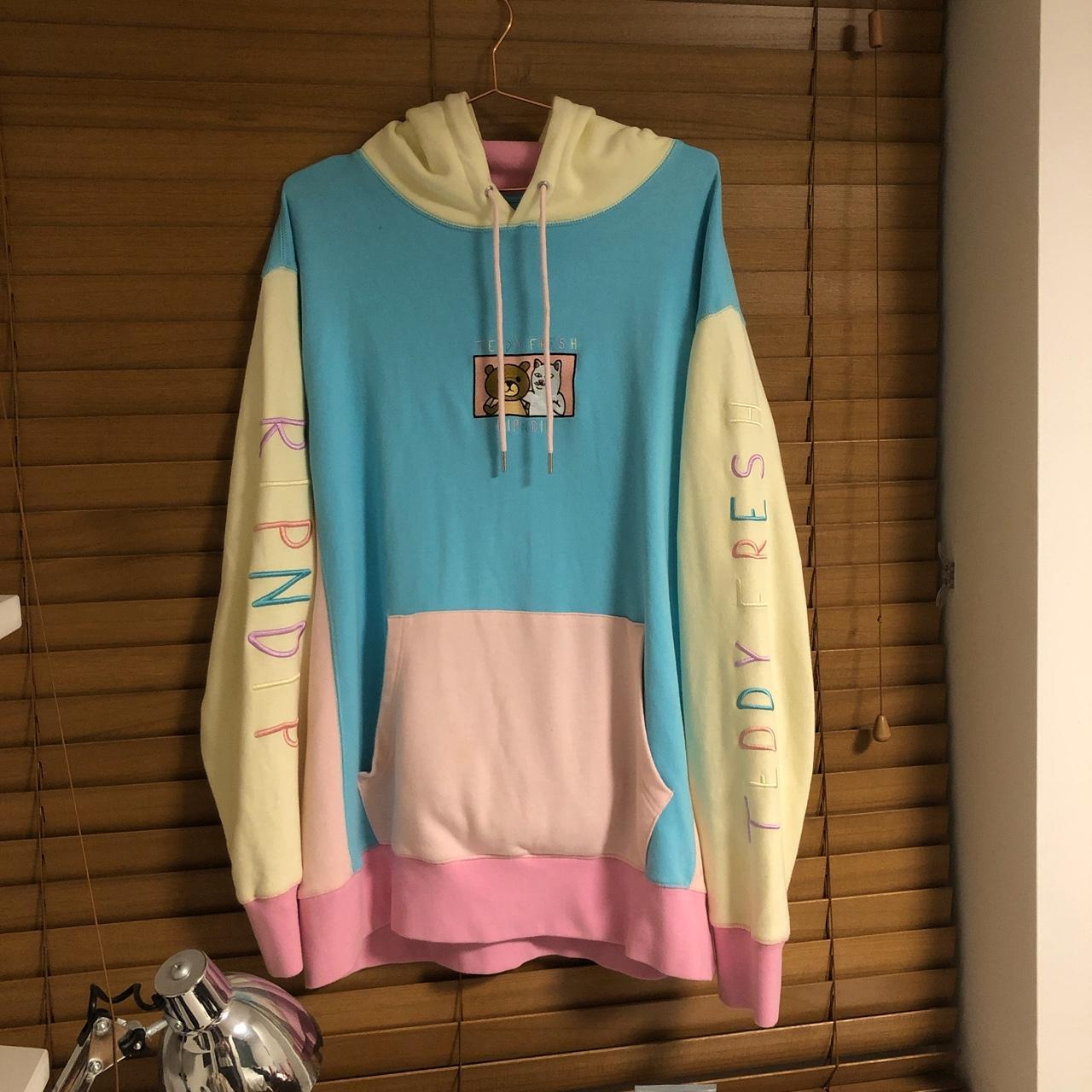 RIPNDIP X Teddy Fresh original colour block hoodie... - Depop