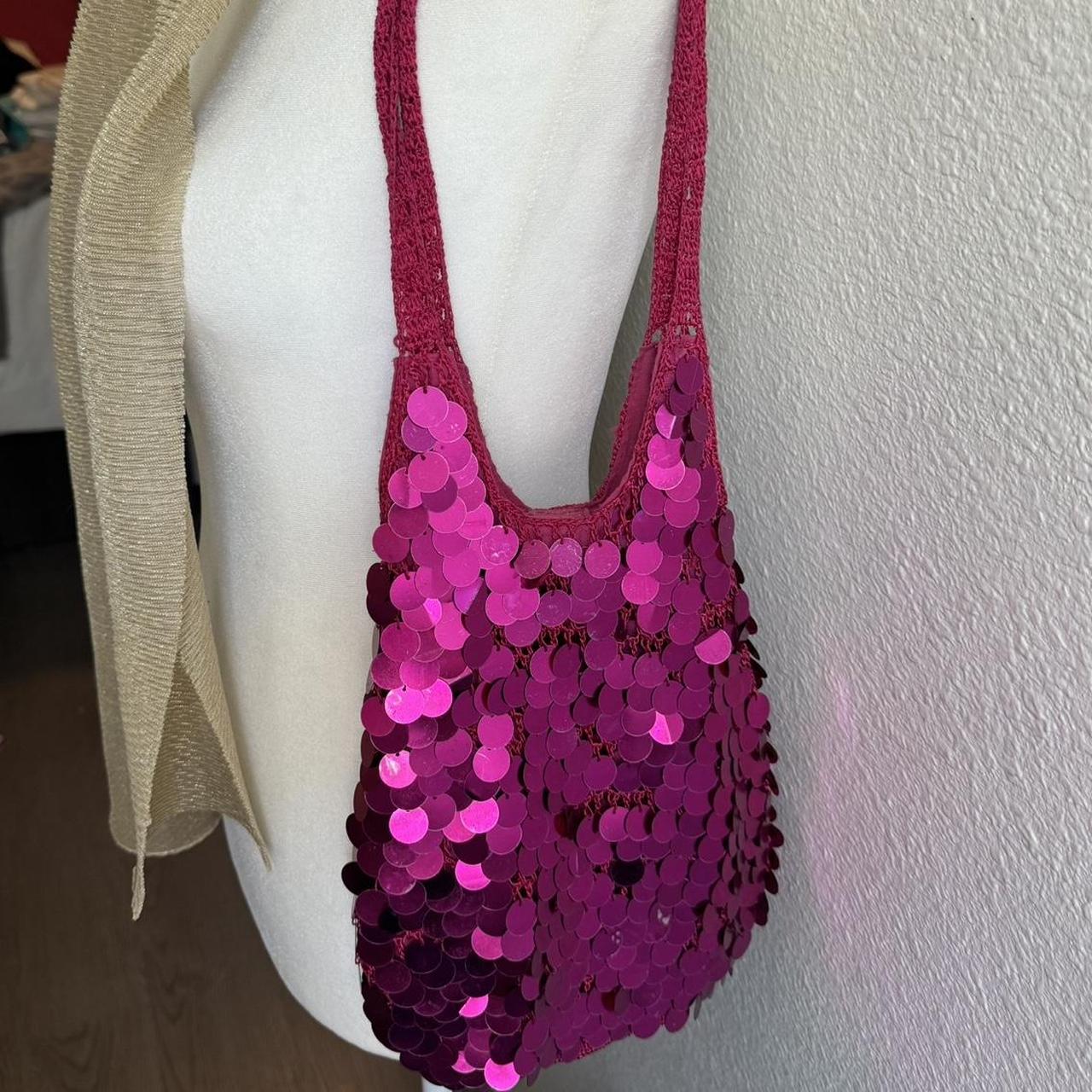 hot pink sequin bag hot pink sequin shoulder... - Depop