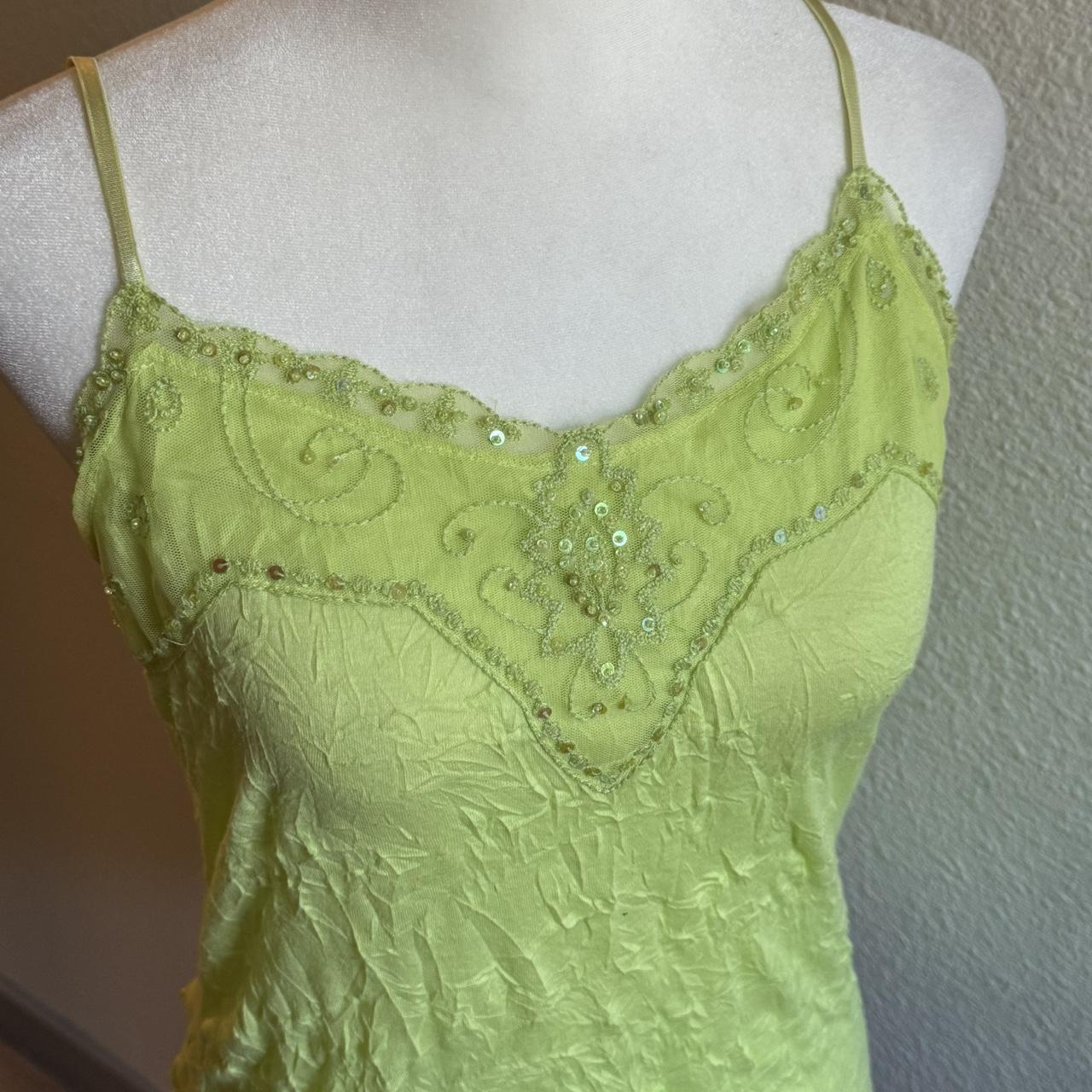 vintage green sequin cami top vintage xhilaration... | Depop