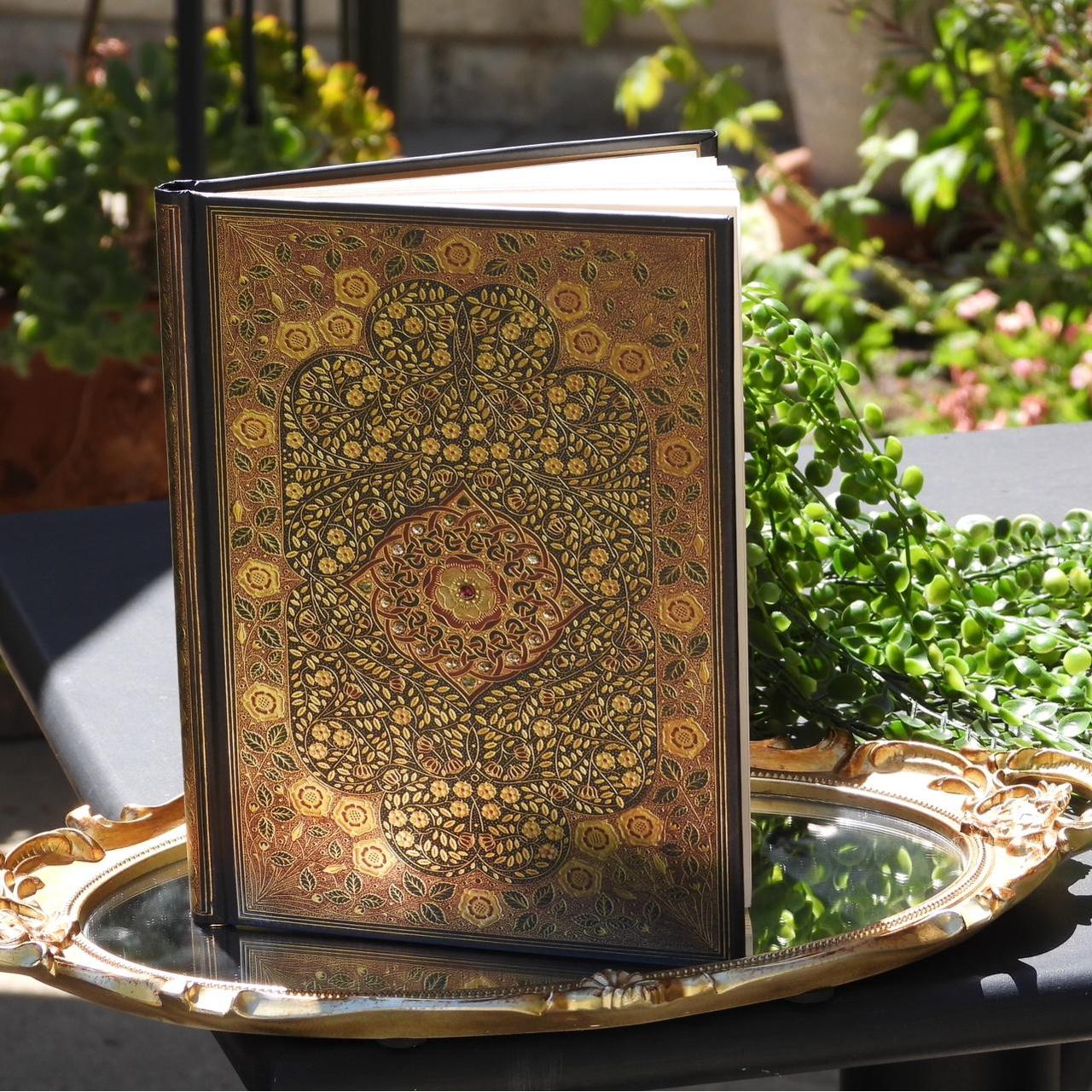 Gorgeous Black & Gold Jeweled Hardcover Journal... - Depop
