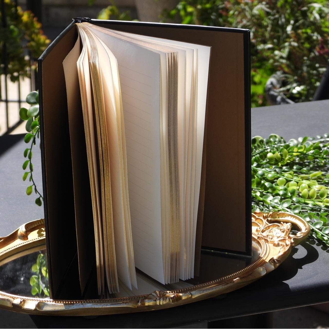 Gorgeous Black & Gold Jeweled Hardcover Journal... - Depop