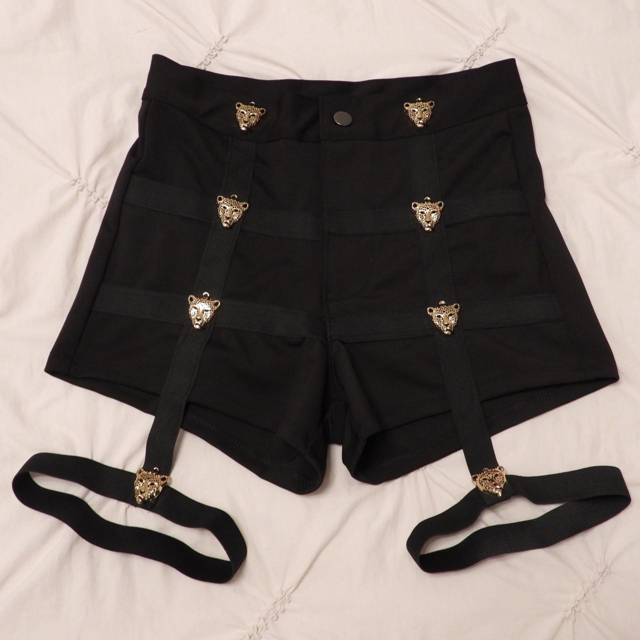Edgy Gothic High Waisted Inspired Shorts w/ Gold... - Depop