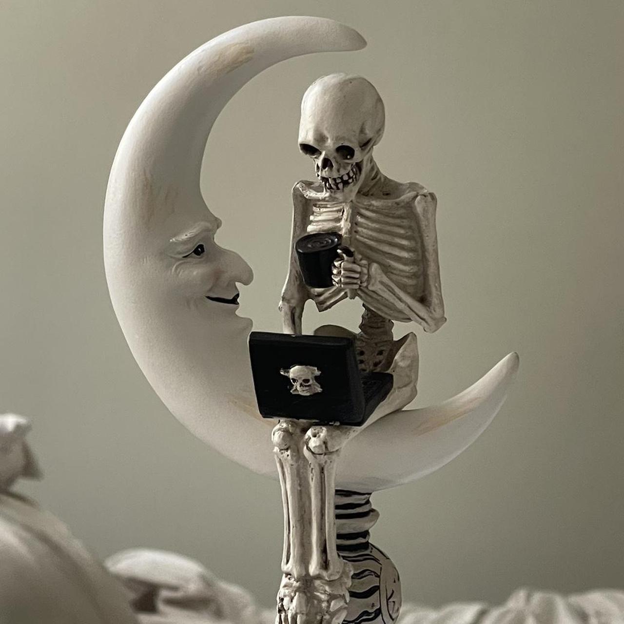 Cute Skeleton Moon Decor #Skull #Moon #halloween... - Depop